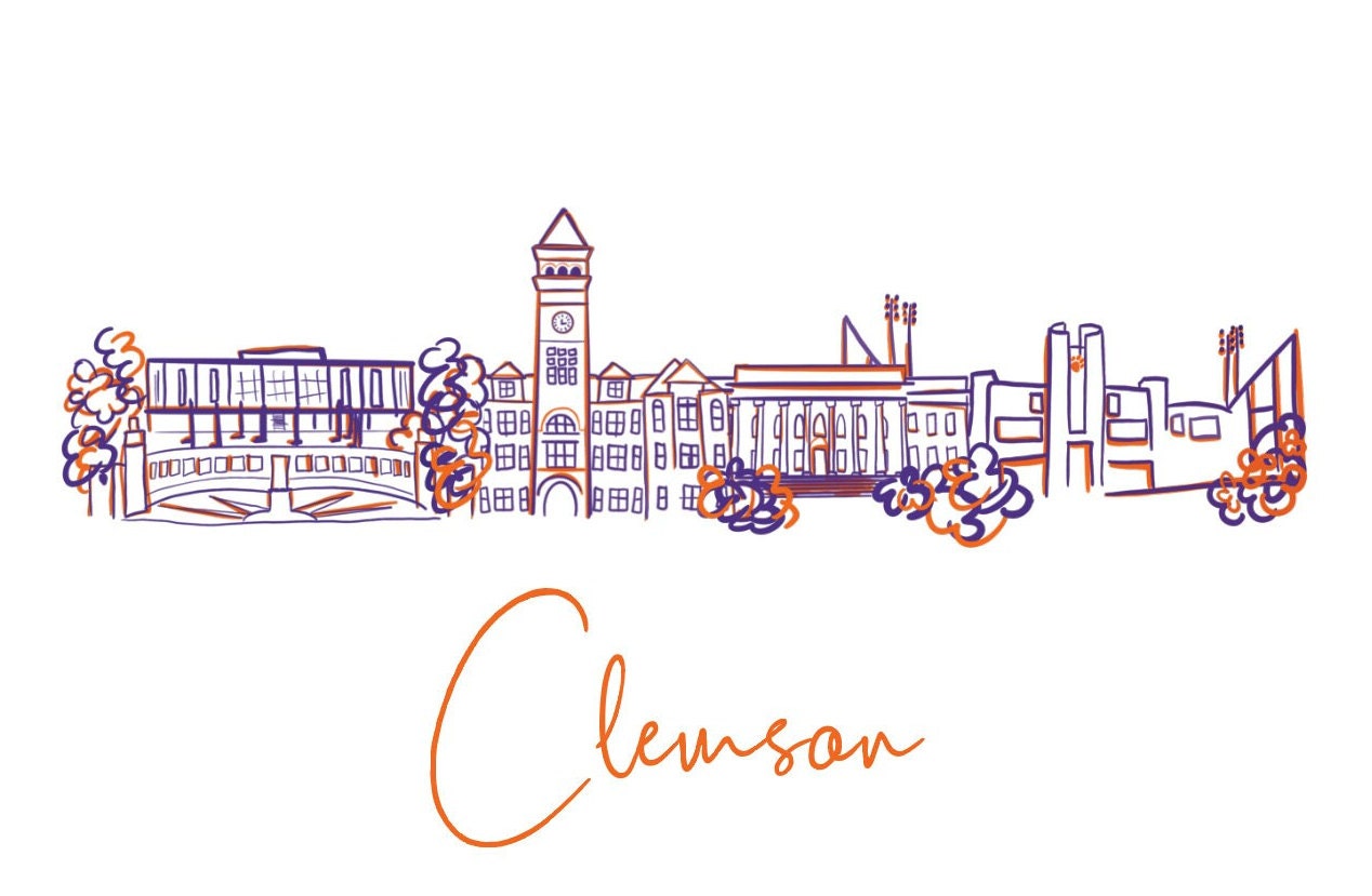 Clemson University Wall Art Orange and Purple Clemson University Print Clemson Wall Art Hand ...
