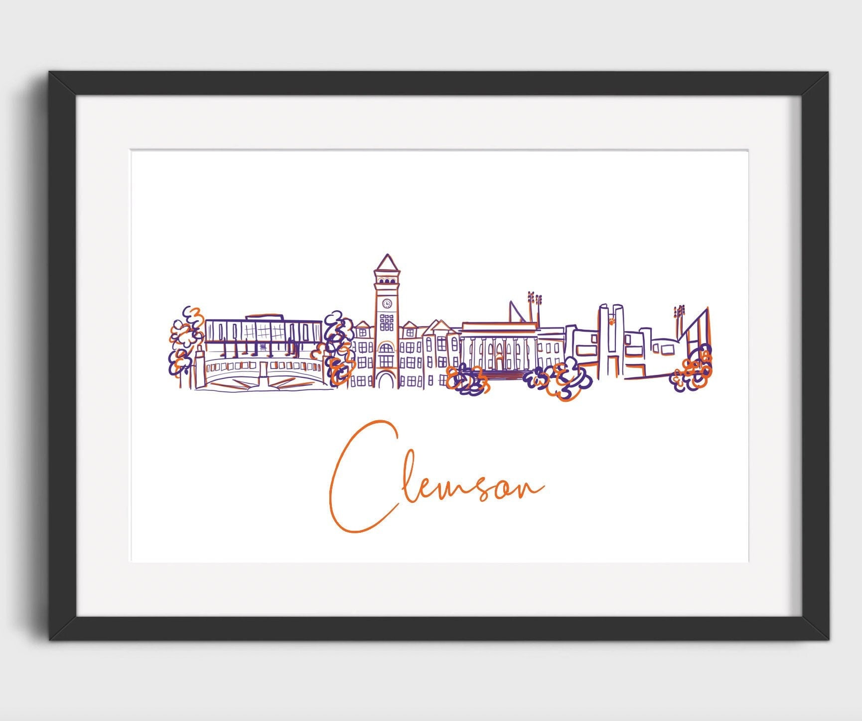 Clemson University Wall Art Orange and Purple Clemson University Print ...