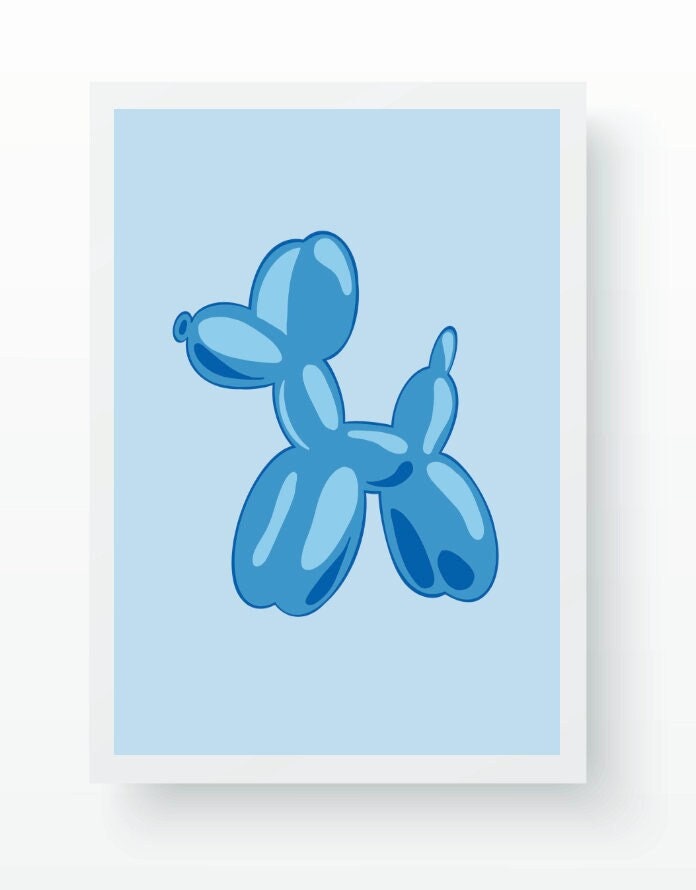 Blue Preppy Balloon Dog Print | Preppy Wall Art | Blue Preppy Wall Art ...