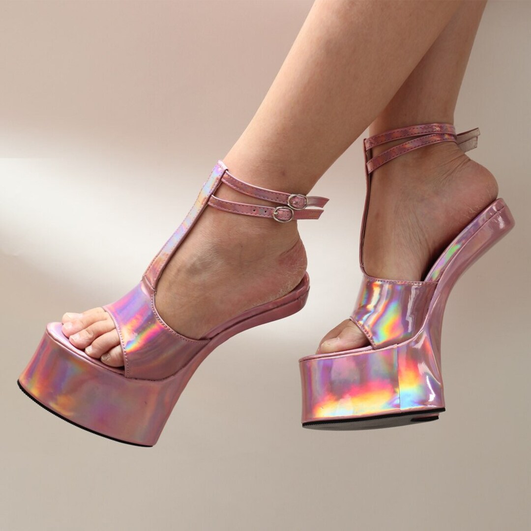 18CM High Heel Holographic Platform Sandals Horse Hoof Shoes - Etsy