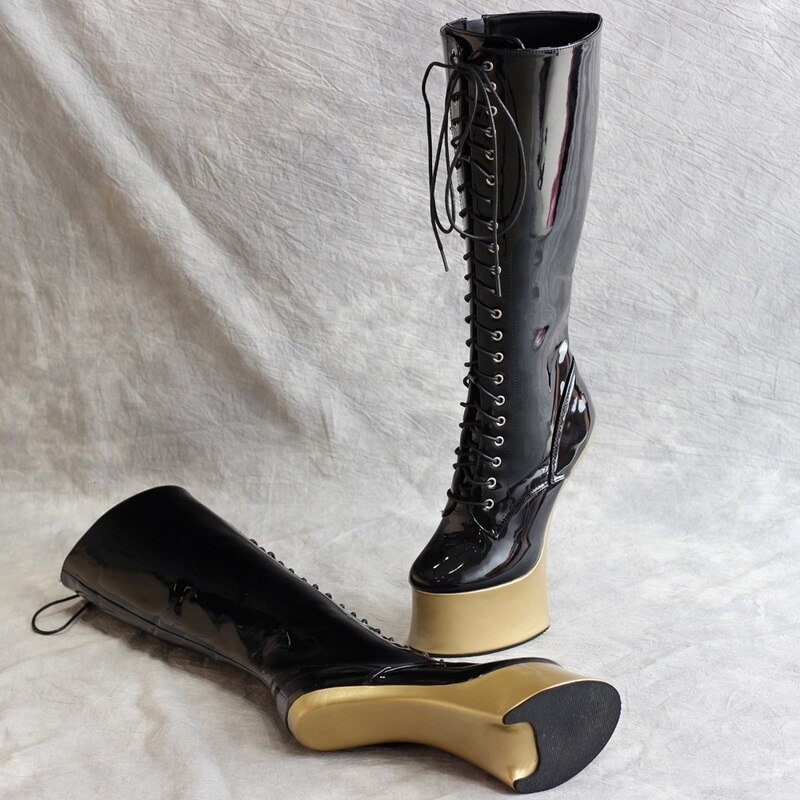 Horse Hoof Shoes Creature Cosplay Lace up High Heels Black and Gold - Etsy