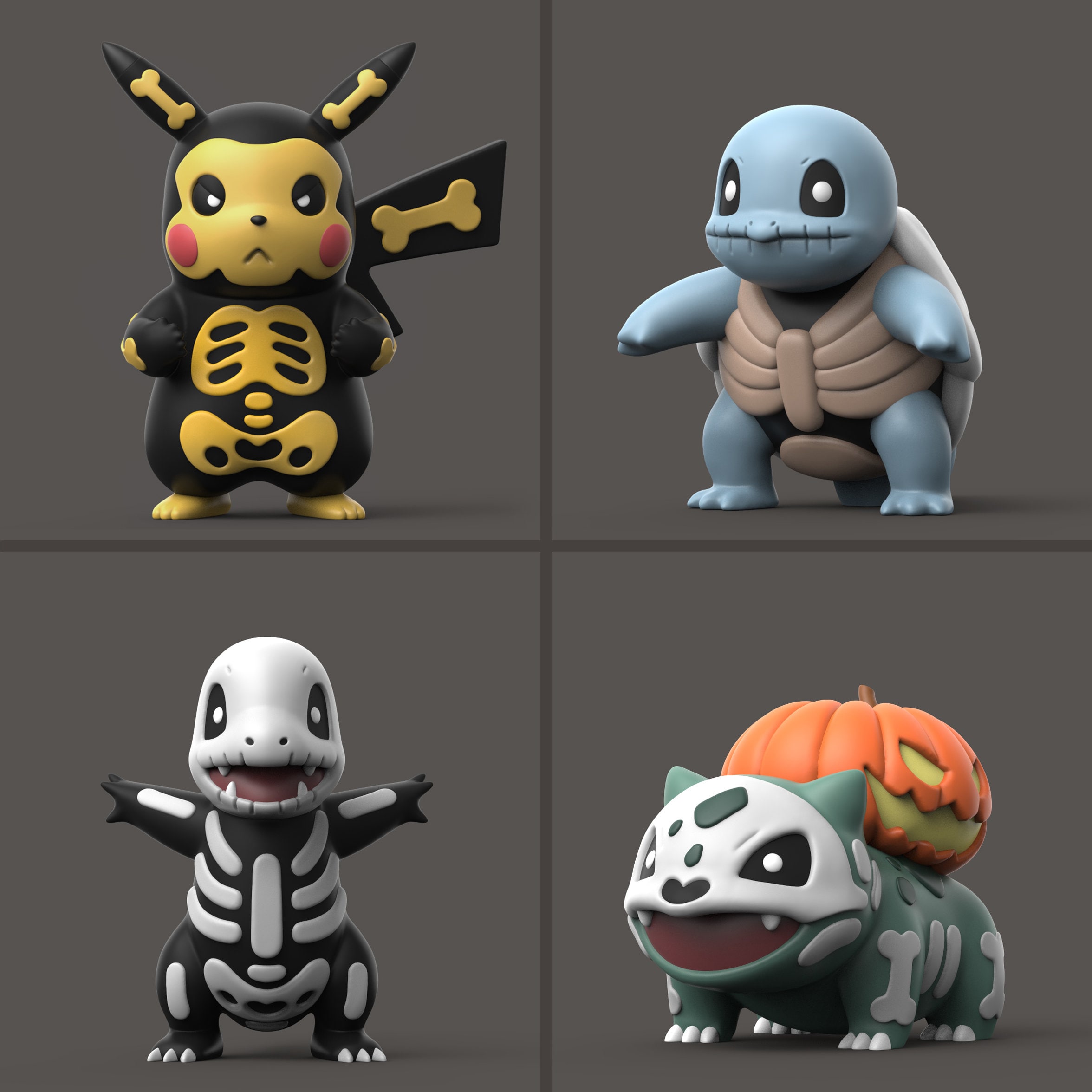 3D STL File Pack Halloween Pokemon Starters / Pokemon 3D Printer Files ...