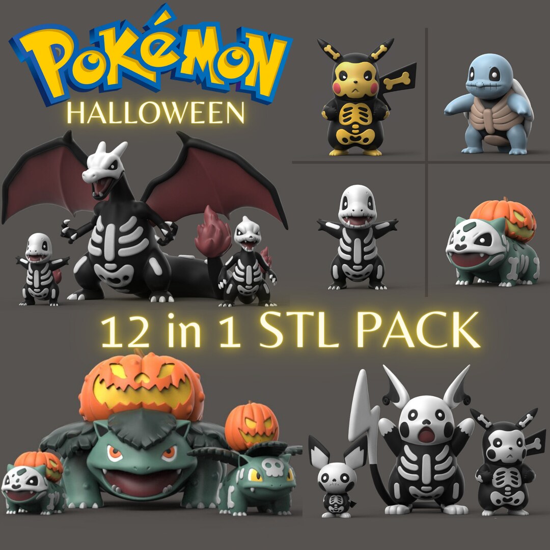 3D STL File Pack Halloween Pokemon Starters / Pokemon 3D Printer Files ...