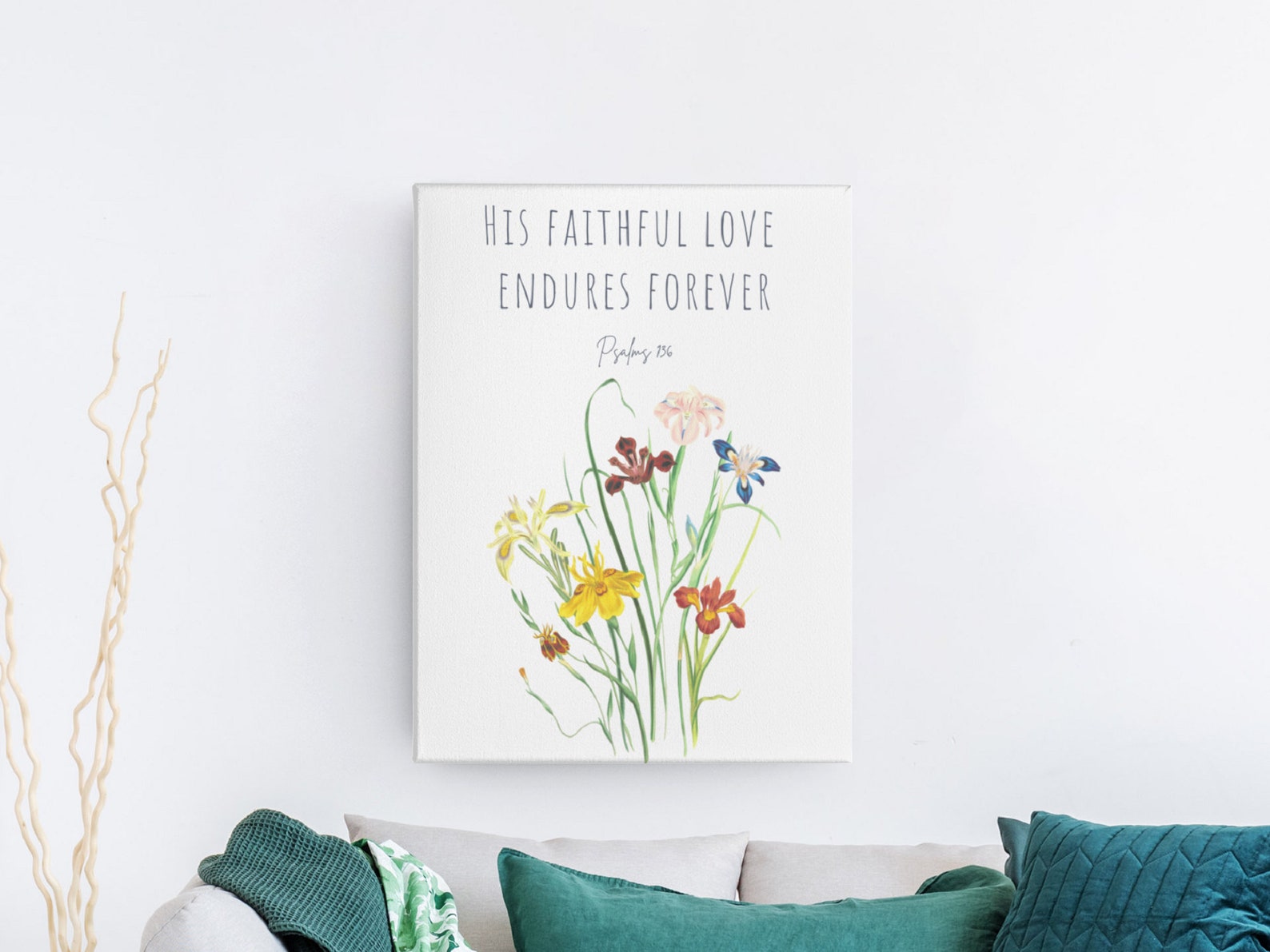 Printable Bible Verse Wall Art, Scripture Digital Art, Psalms 136, His ...