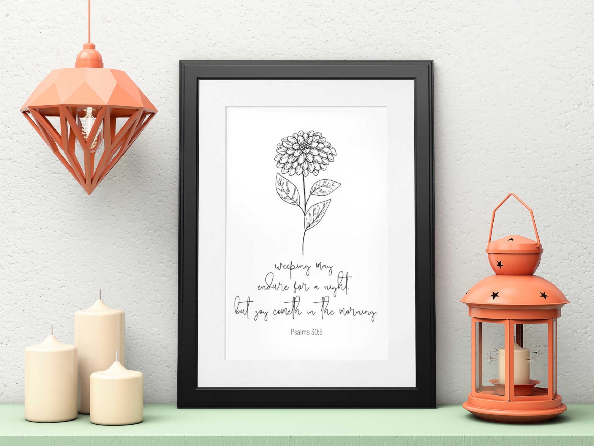 Printable Bible Verse Wall Art, Scripture Digital Art, Psalms 30:5, Joy ...