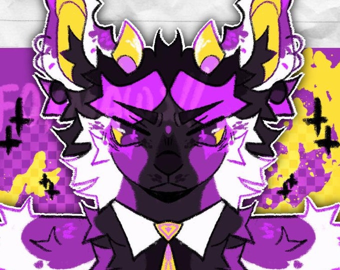 Horned Painted Rabbit Bunny Chibi Furry Fursona Adoptable ← - Etsy