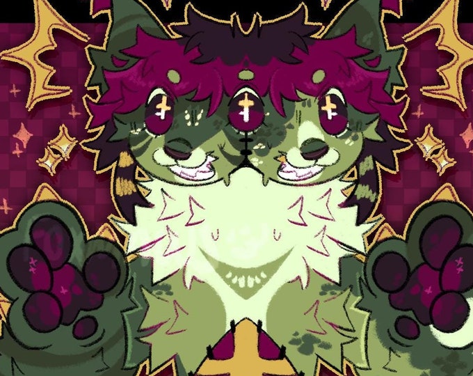 Weirdcore Two-headed Scene Feline Hybrid Furry Fursona Adoptable ← - Etsy