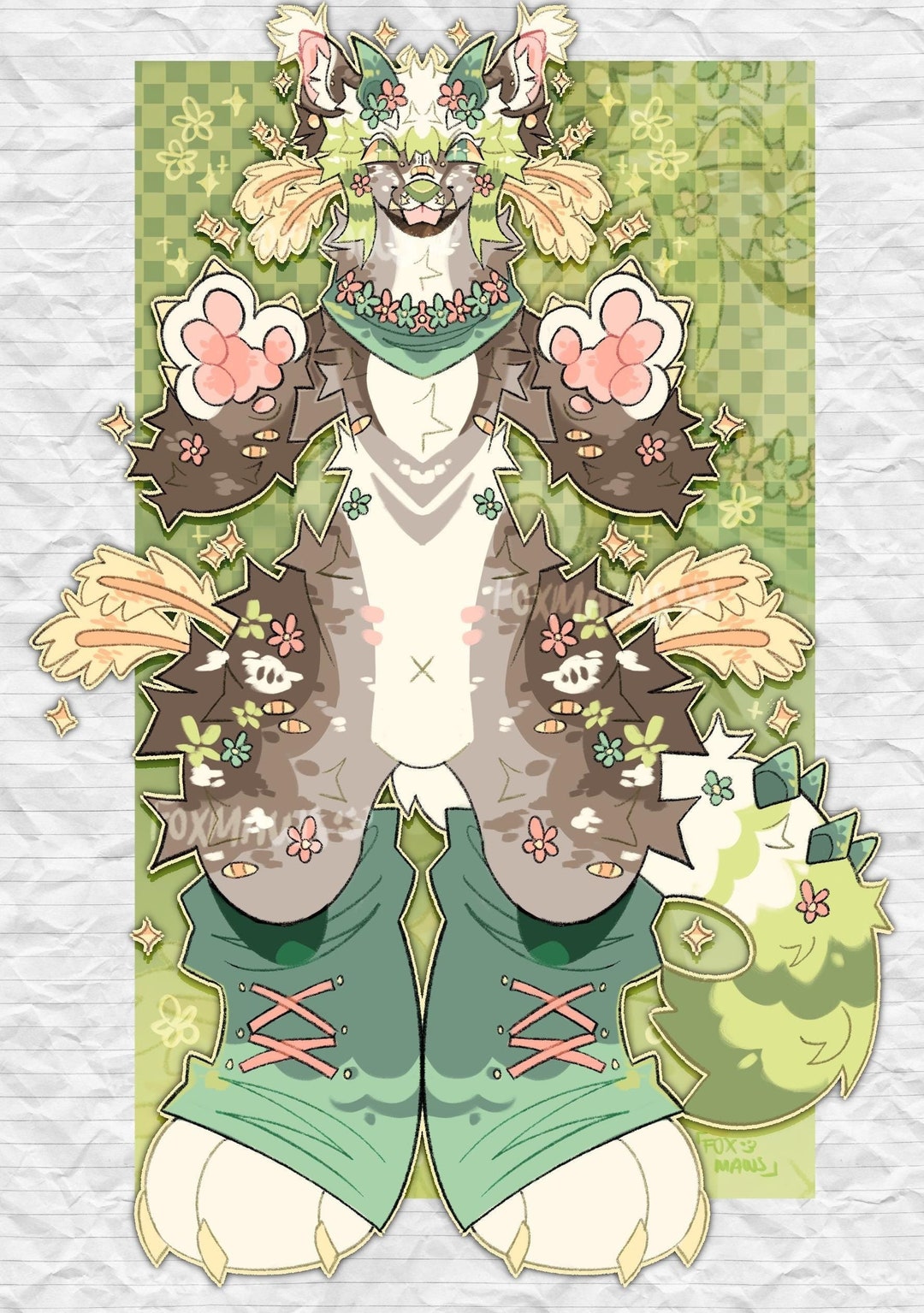 Bouquet Flower Fox Hybrid Furry Fursona Adoptable - Etsy