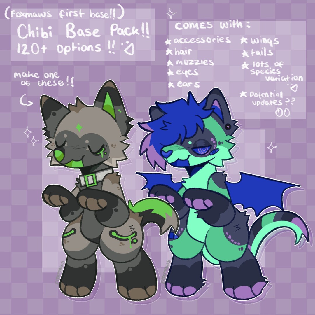 OLD Chibi Furry Base Pack - 120+ Options and Different Species !! ← - Etsy