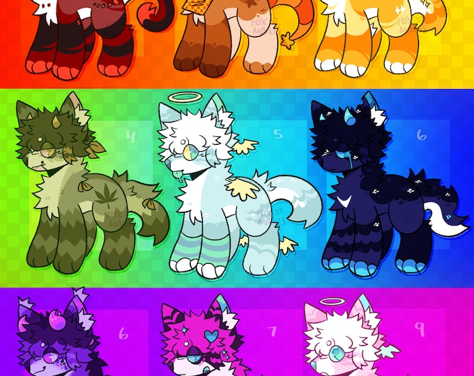 Rainbow Canine Furry Fursona Adoptable Character Designs ← - Etsy