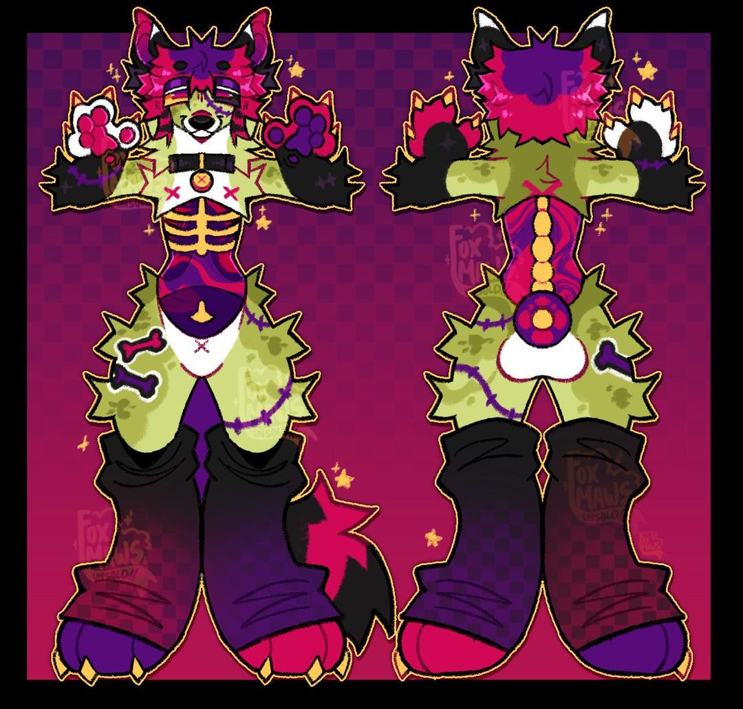 Scenecore Zombie Canine Hybrid Furry Fursona Adoptable ← - Etsy