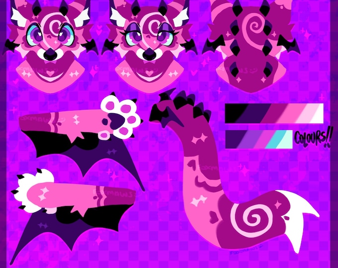 Scenecore Swirl Bat Hybrid Fursuit Partial Ref Furry Fursona Adoptable ...