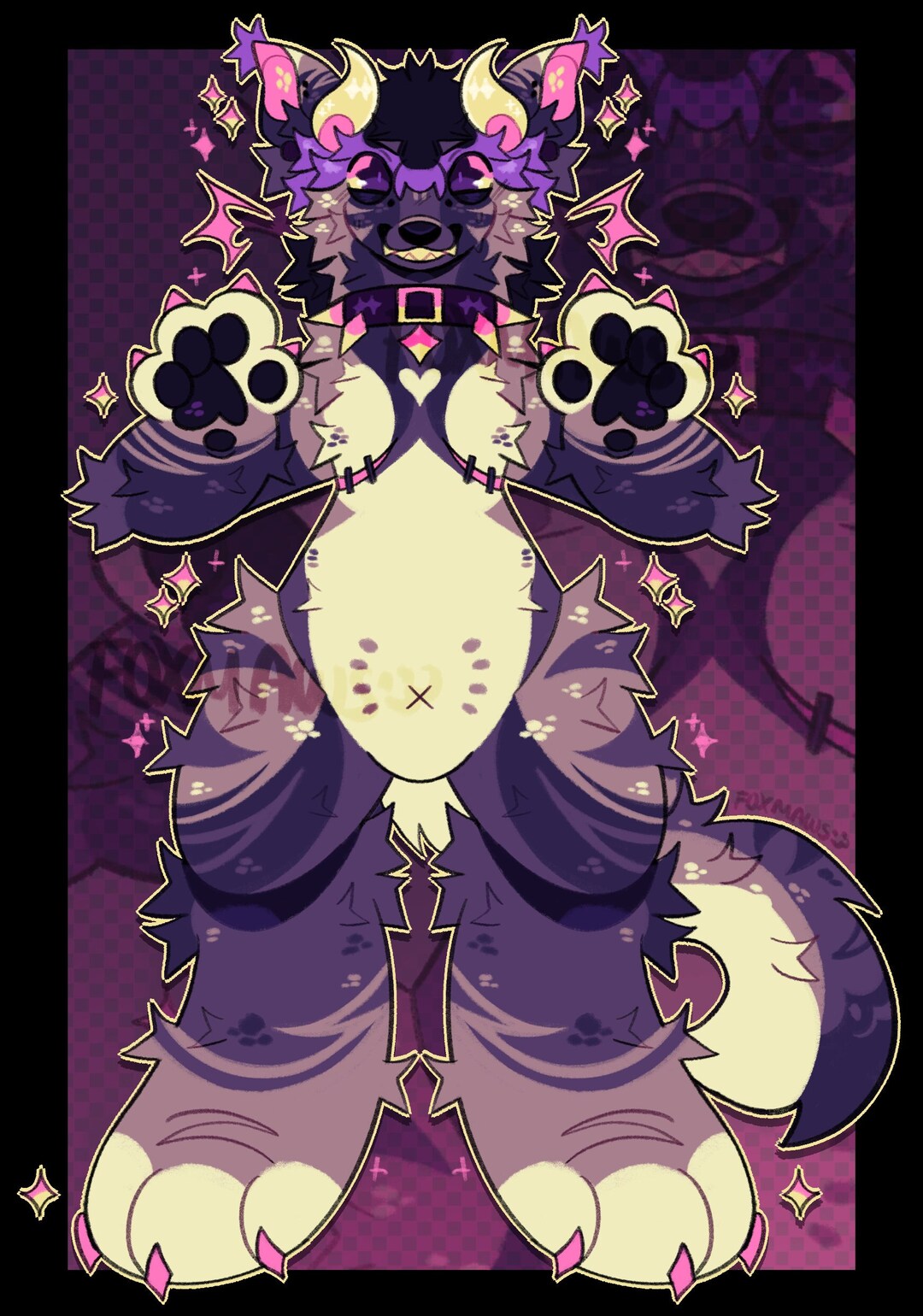 Striped Hyena Demon Hybrid Furry Fursona Adoptable - Etsy