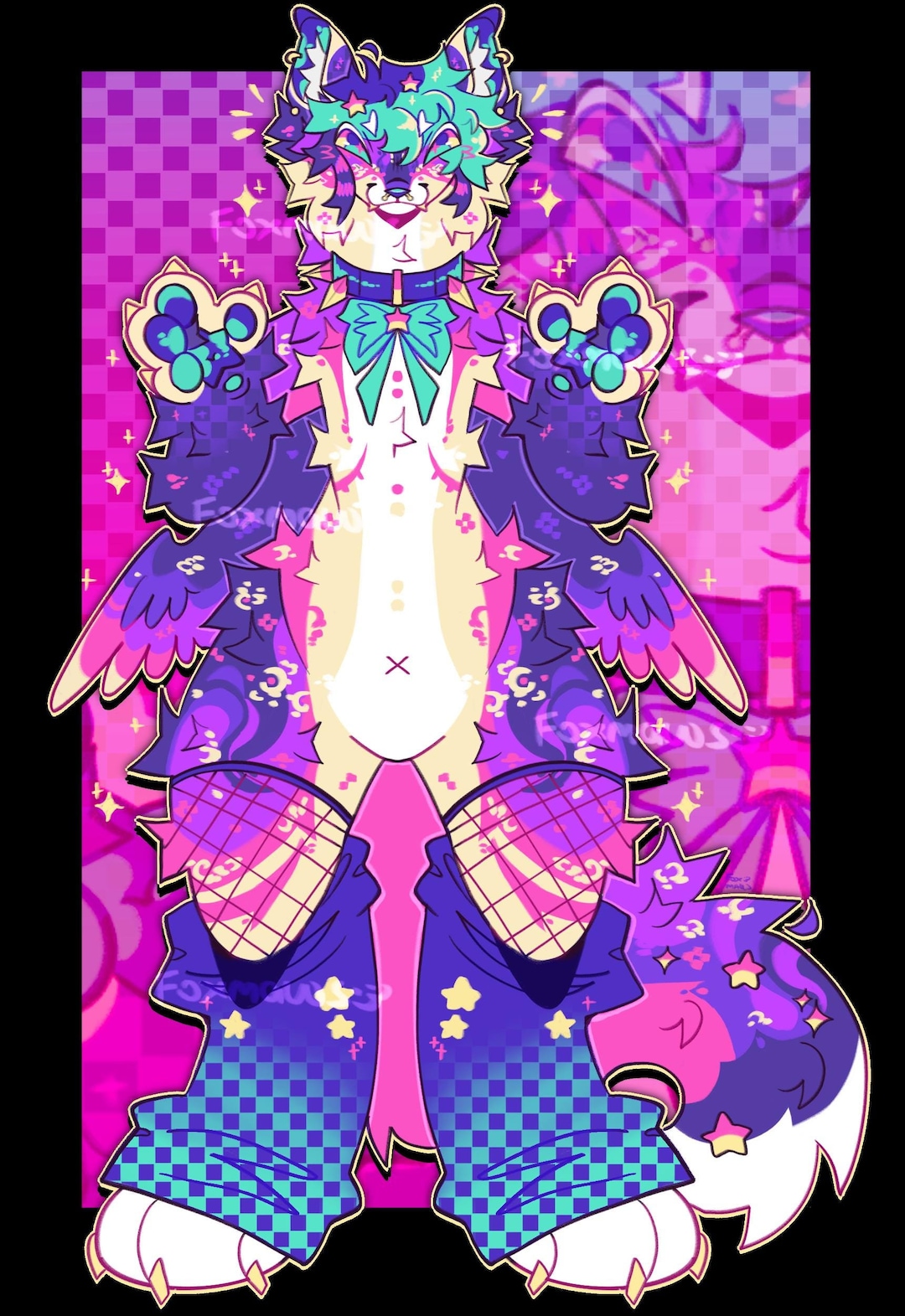 Scenecore Glitter Fox Hybrid Furry Fursona Adoptable - Etsy