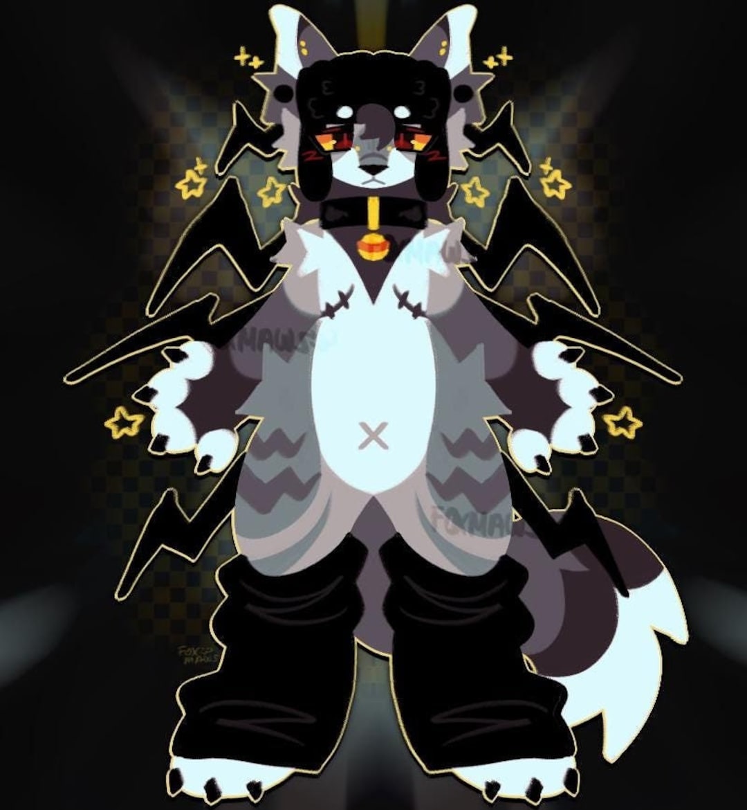 Emo Monochrome Fox Spider Hybrid Furry Fursona Adoptable - Etsy