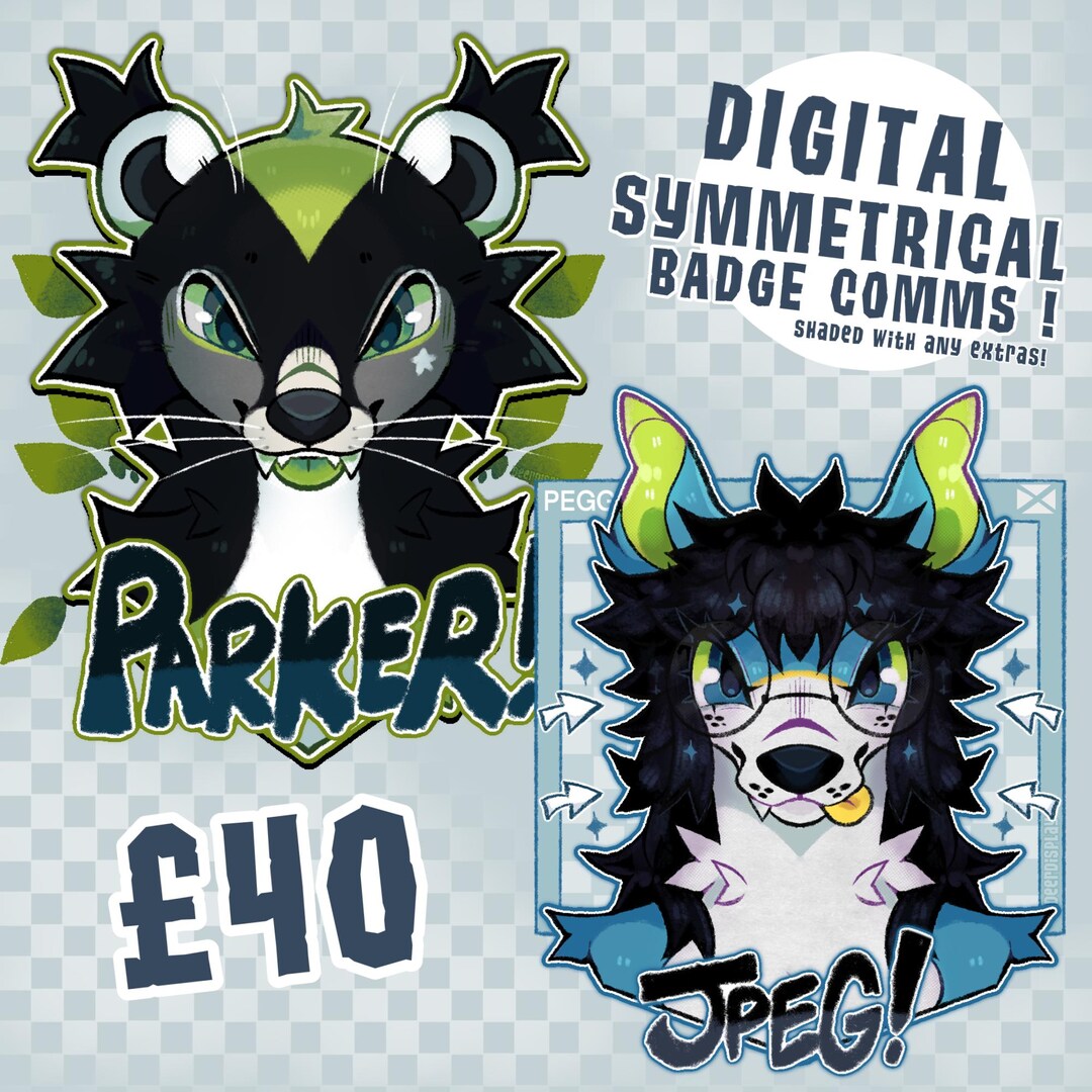 DIGITAL Symmetrical Fursona / Furry Badge Commissions !! - Etsy
