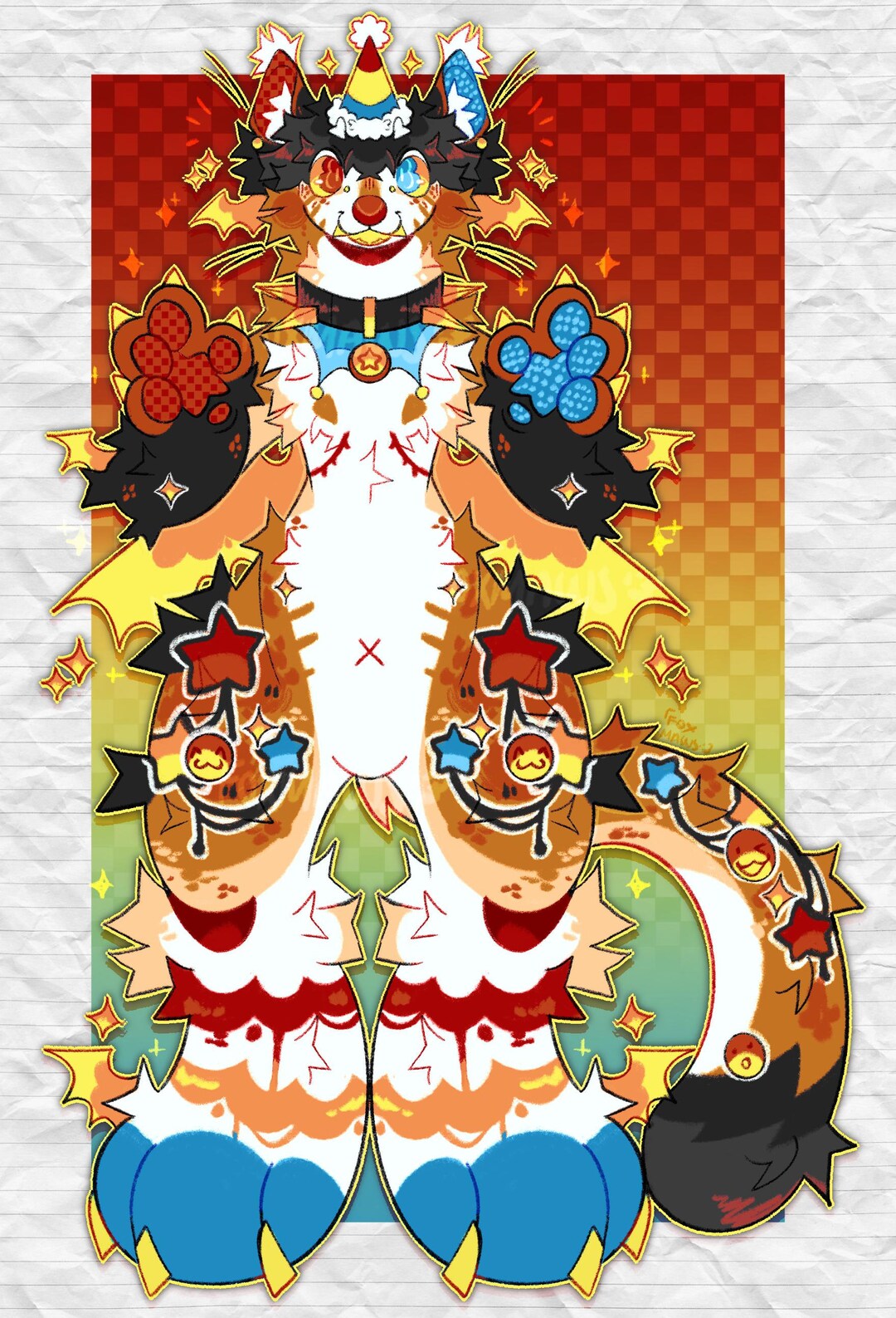 Clowncore Scene Winged Feline Hybrid Furry Fursona Adoptable - Etsy