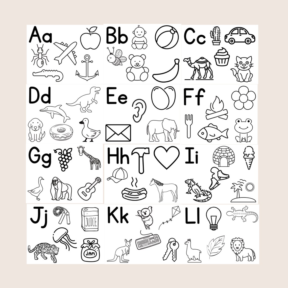 Alphabet Coloring Pages Printables - Etsy
