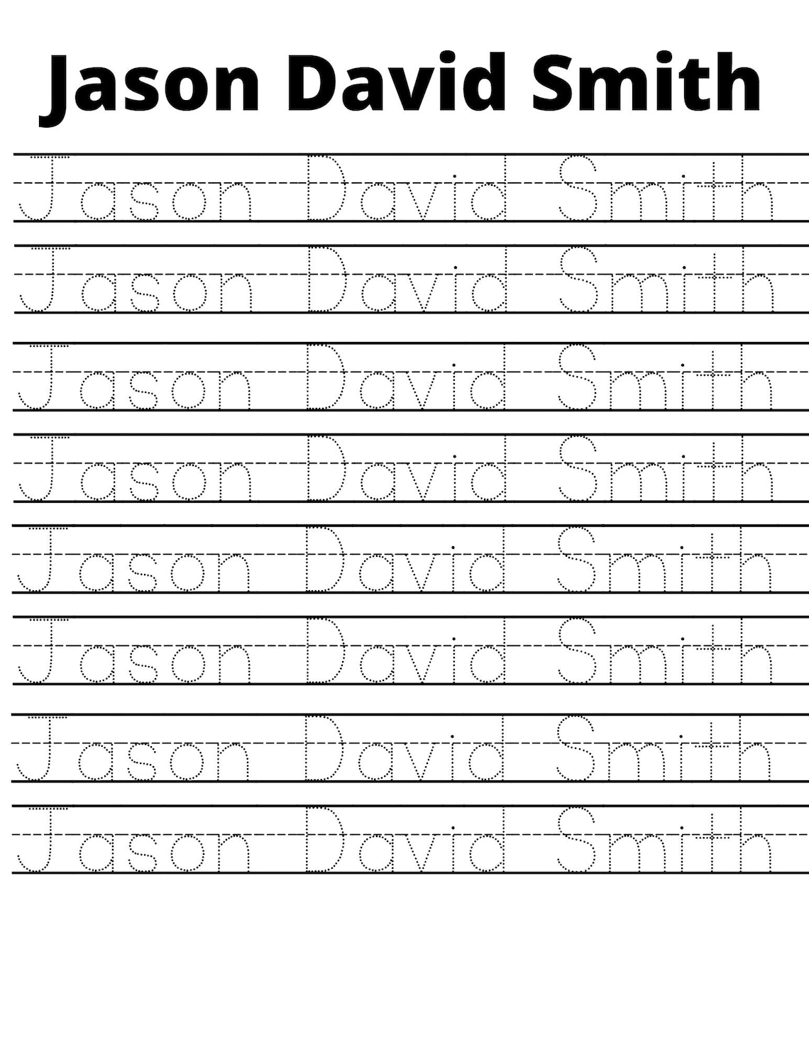 Personalized Name Practice Writing Sheets - Etsy