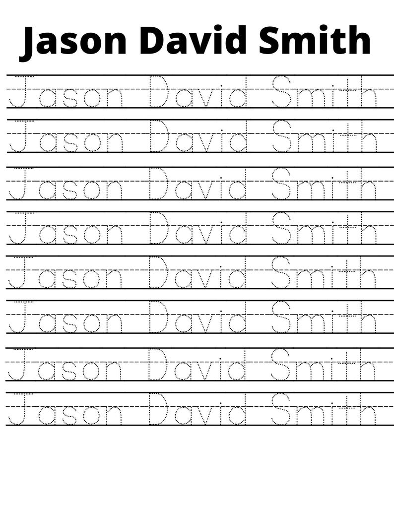 Personalized Name Practice Writing Sheets - Etsy