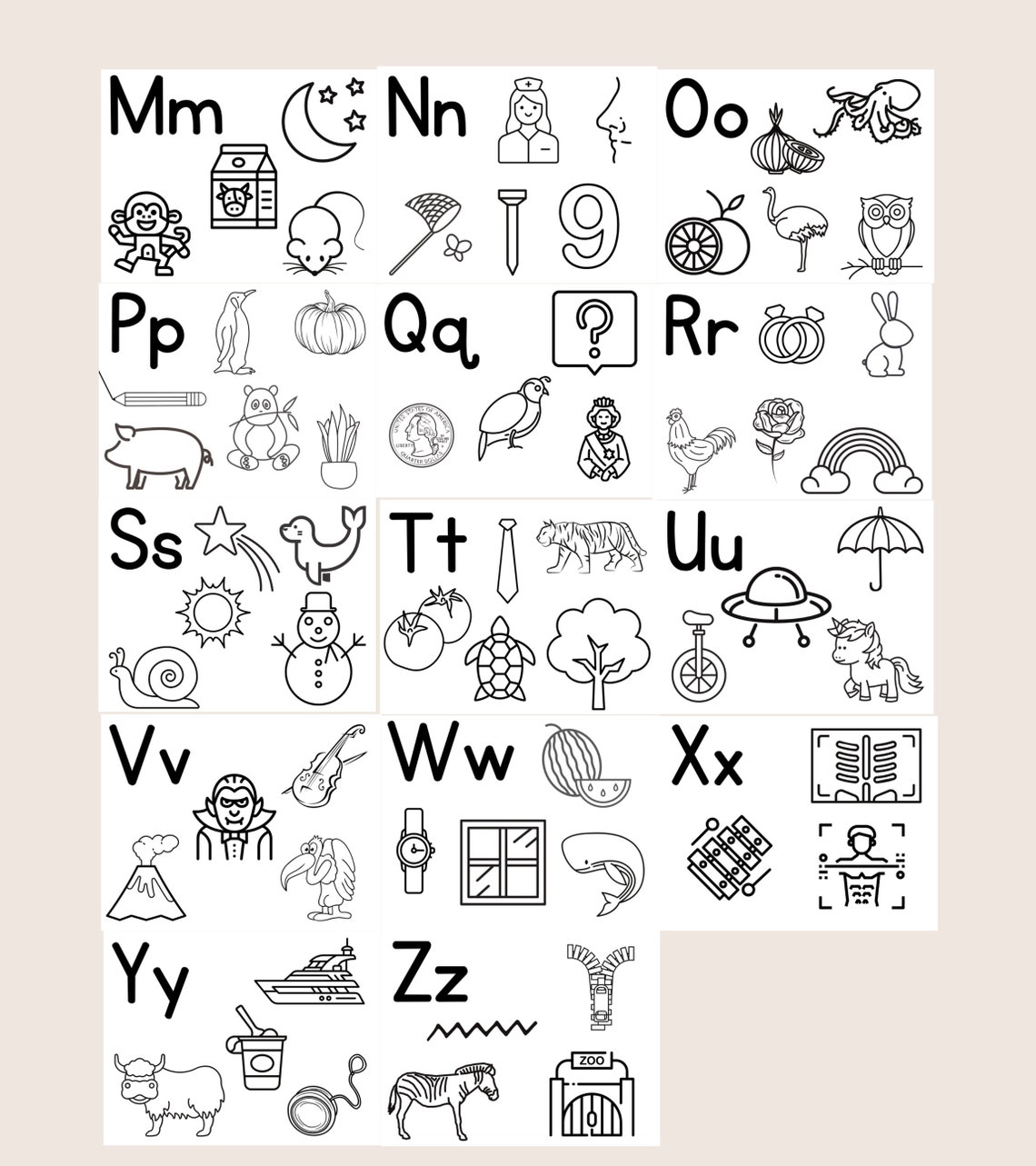 Alphabet Coloring Pages Printables - Etsy