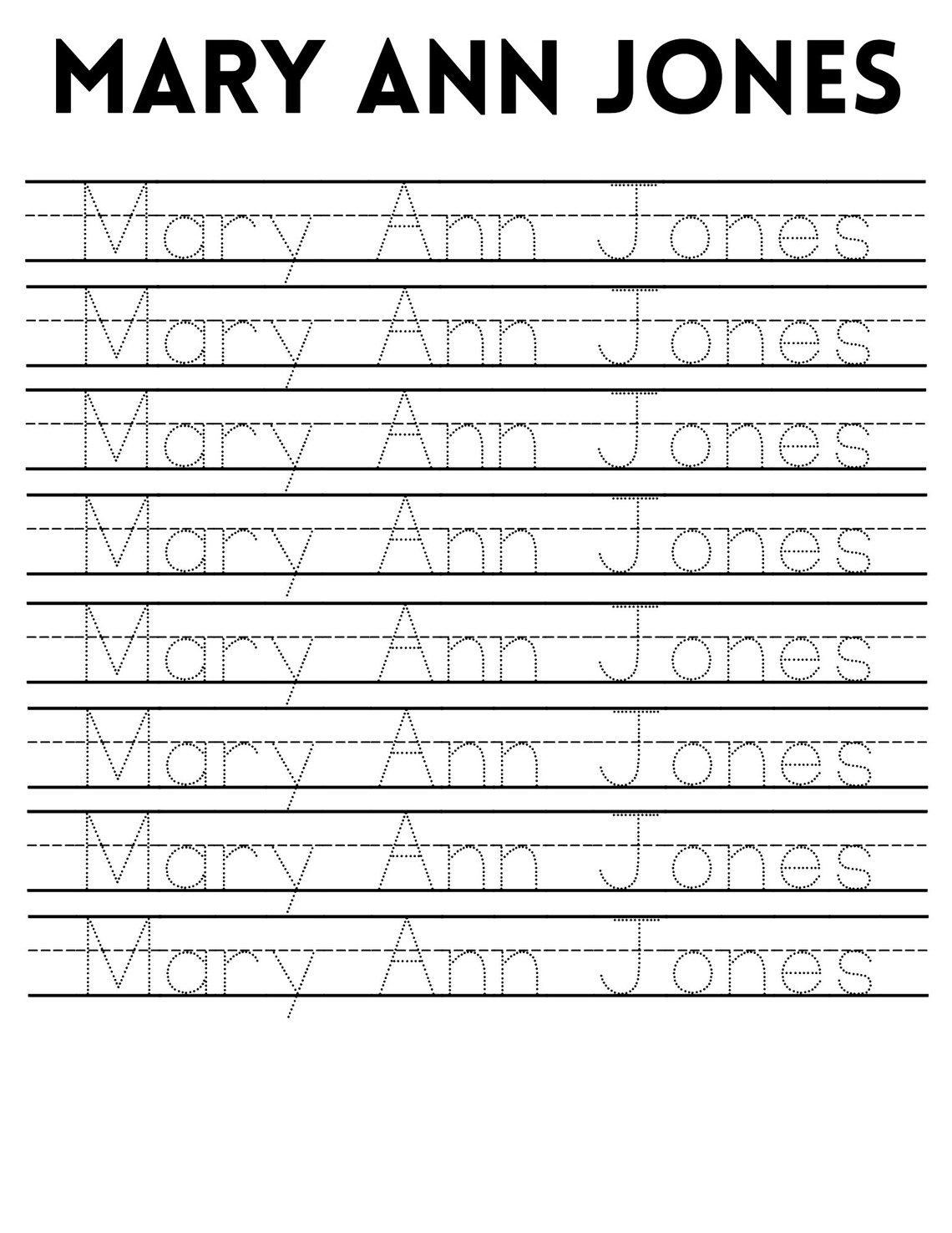 Personalized Name Practice Writing Sheets - Etsy