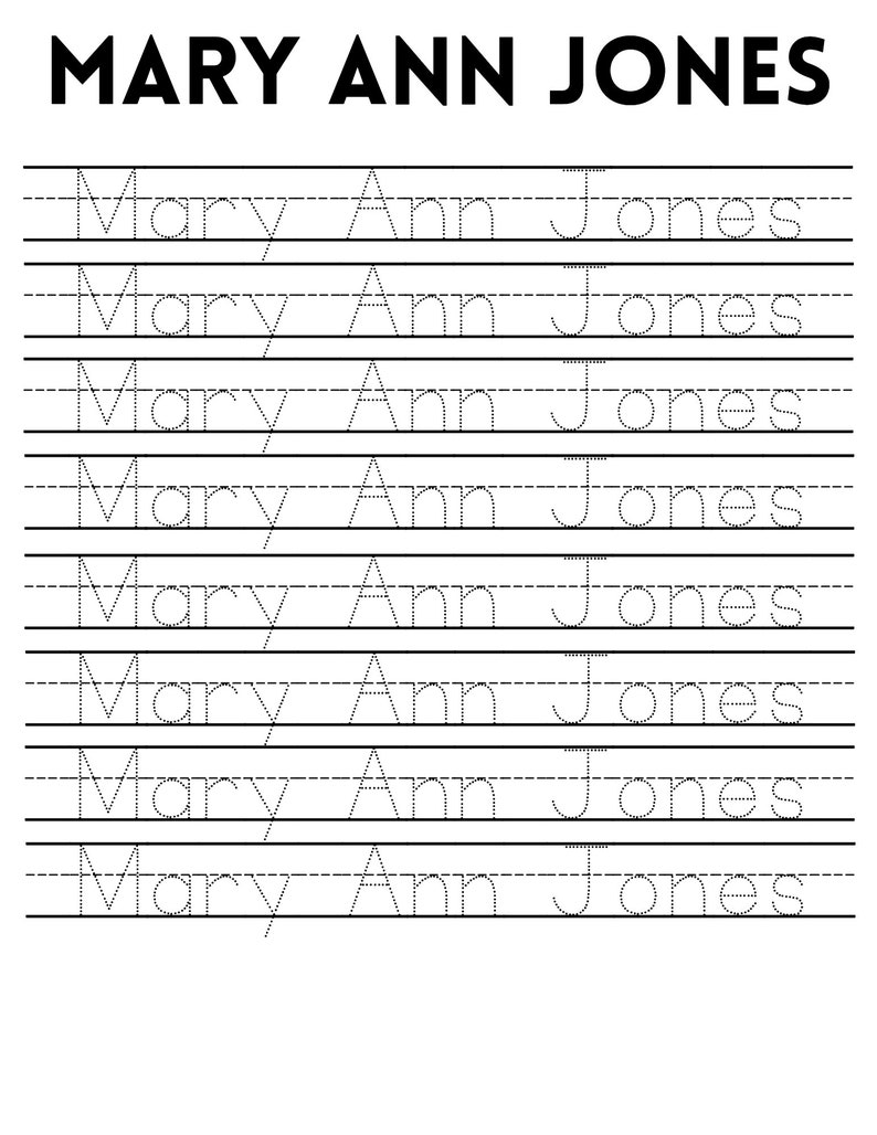 Personalized Name Practice Writing Sheets - Etsy