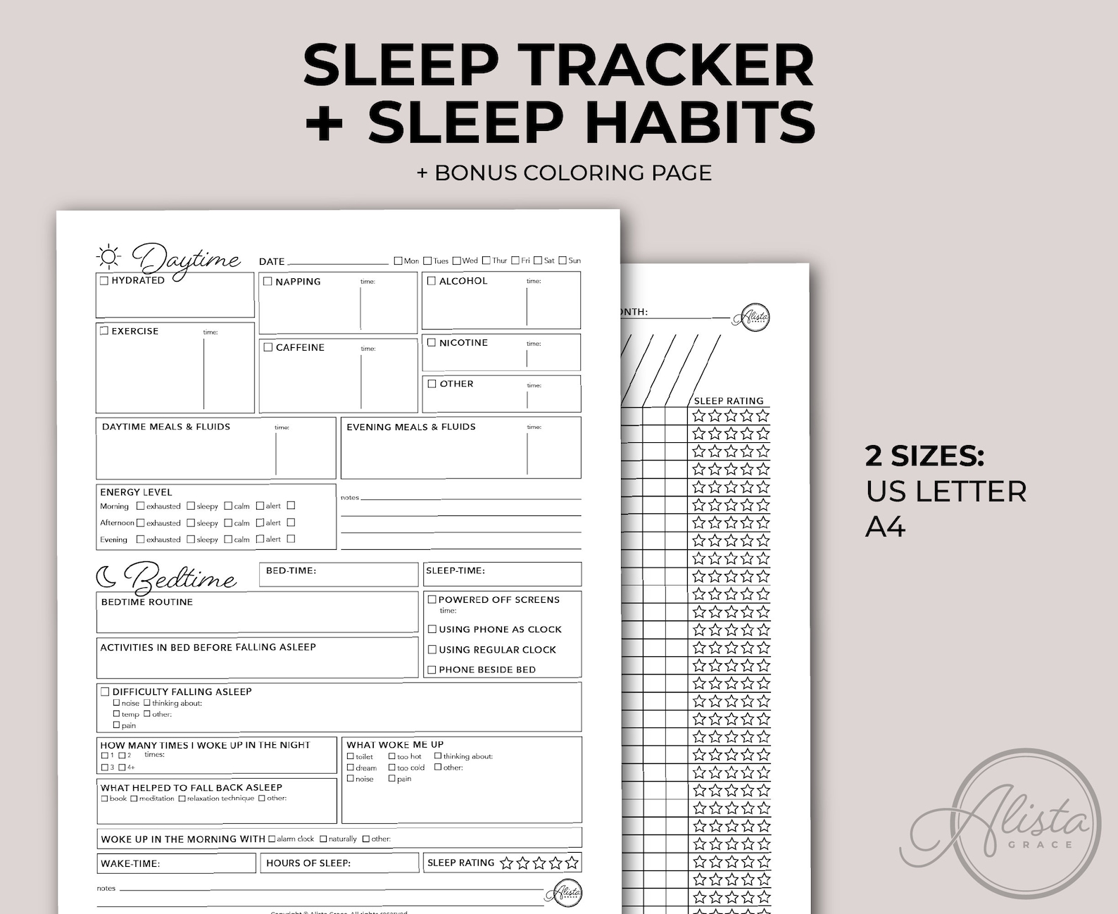 Detailed Sleep Tracker, Printable Sleep Log, Sleep Patterns, Insomnia ...