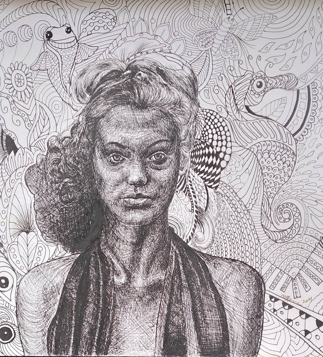 Portrait of a Woman Ink Drawing, Ink Print Drawing, - Etsy