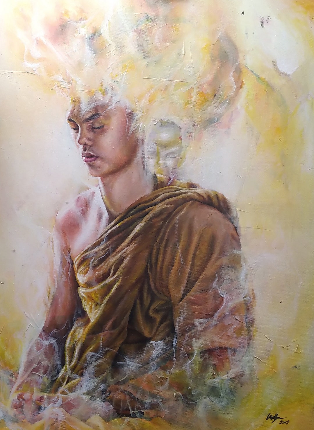 Meditating Monk, Buddhist Monk Painting, Monk Paintingoil Painting ...