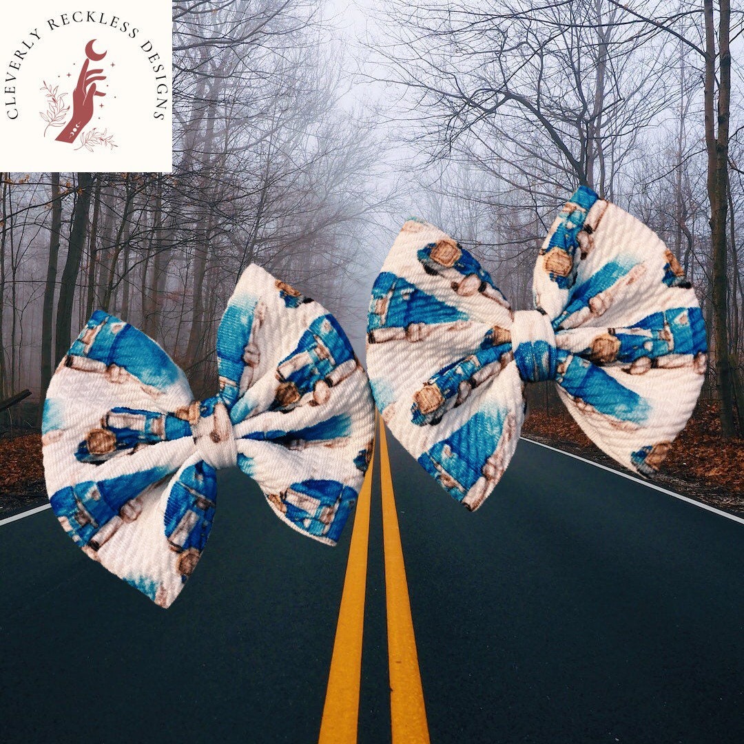 Semi-trucks Pigtail Bows - Set of Bow Clips - Trucks - Alligator Clip ...