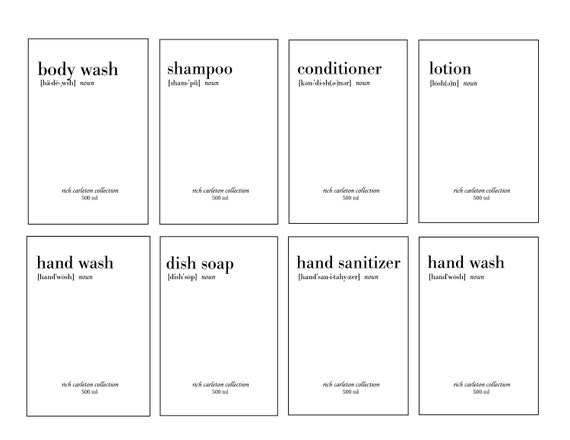 Customizable Waterproof Bathroom Labels L Sheet of 8 Labels - Etsy