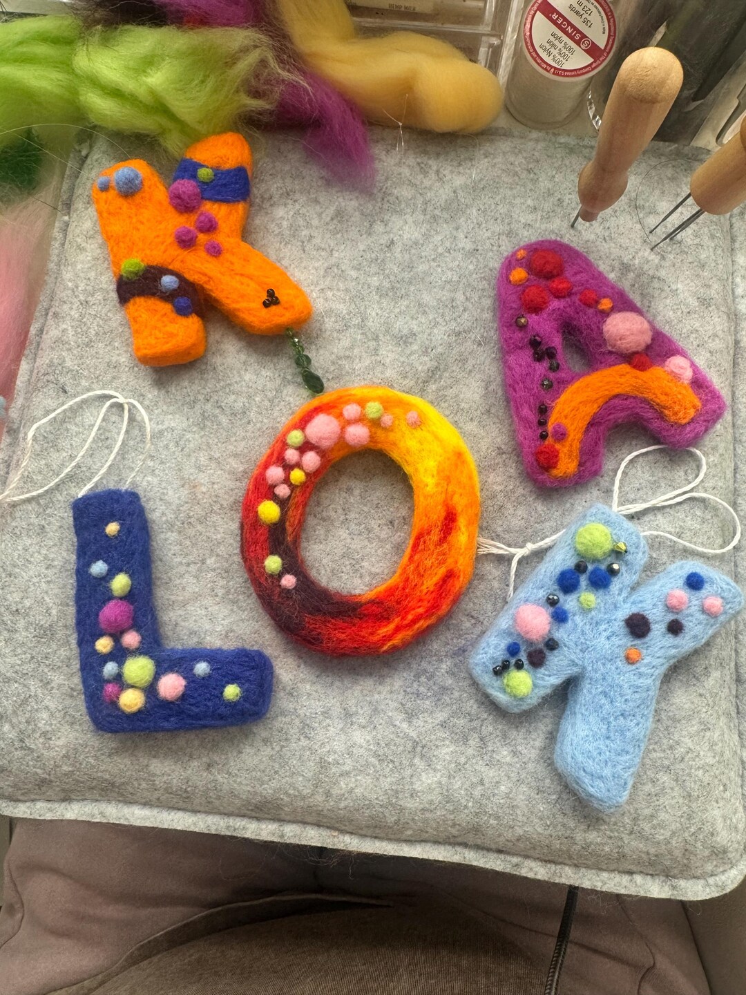Needle Felted Ornament Letter | Handmade Ornament | Tree Ornament ...