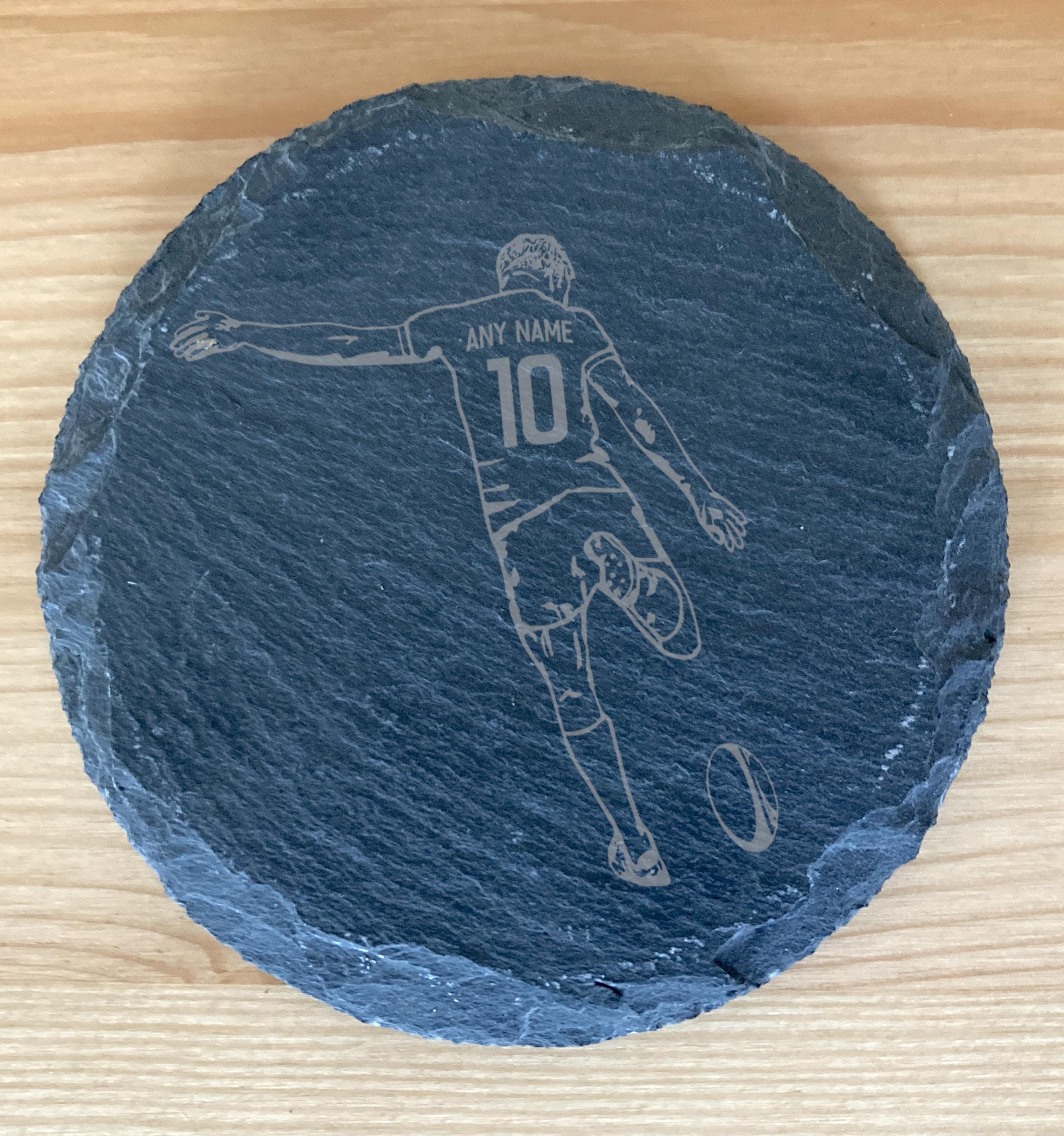 Personalised Slate Rugby Coaster Any Name and Number - Etsy UK