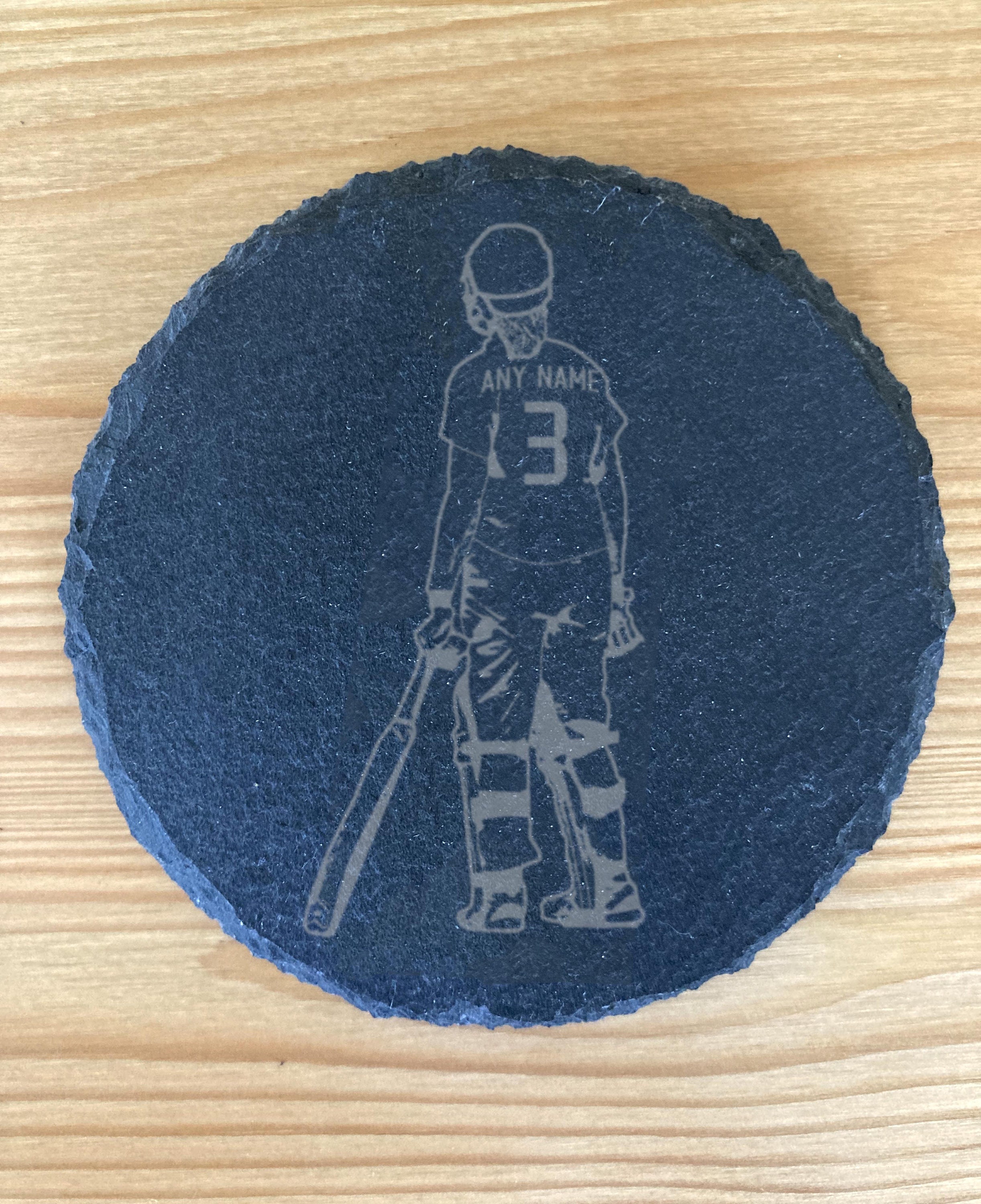 Personalised Slate Cricket Coaster Any Name and Number - Customised ...