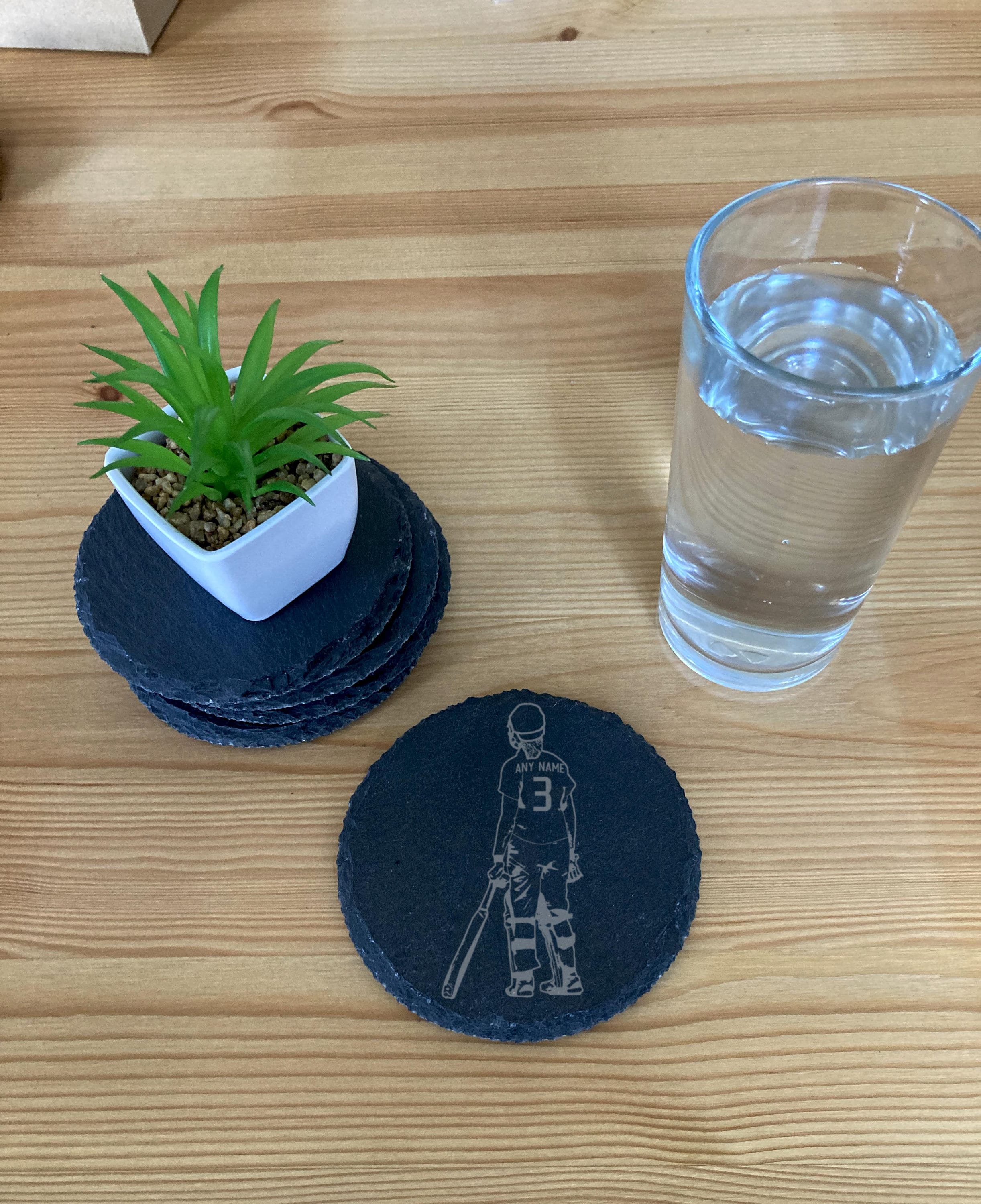 Personalised Slate Cricket Coaster Any Name and Number - Customised ...