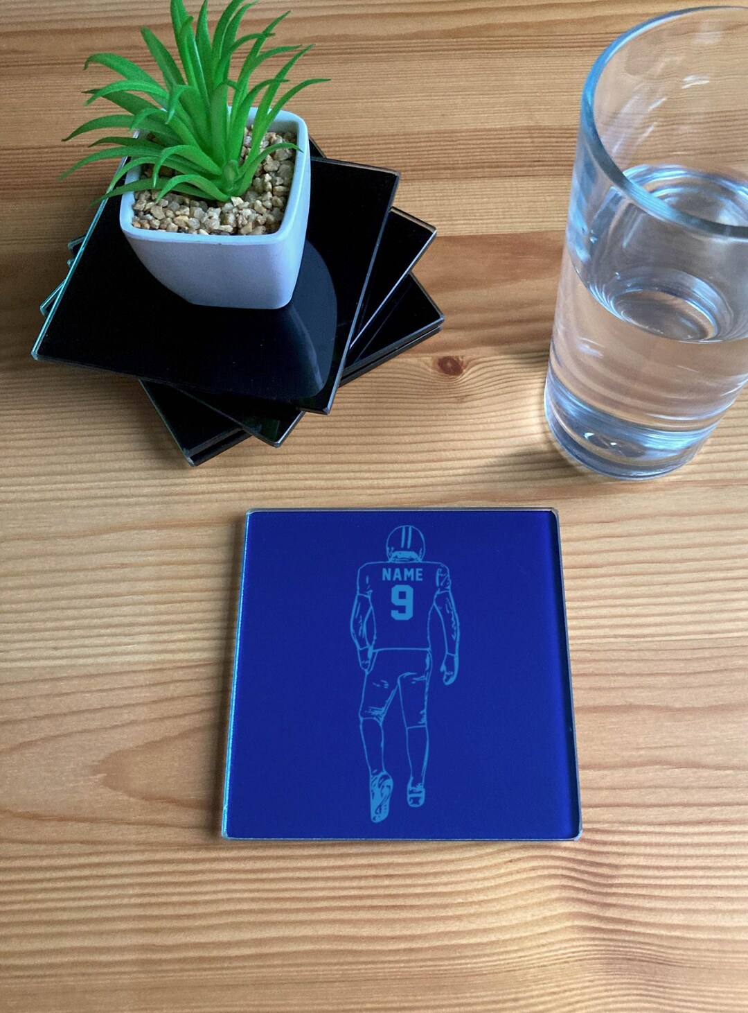 Personalised Glass American Football Coaster - Any Name and Number ...