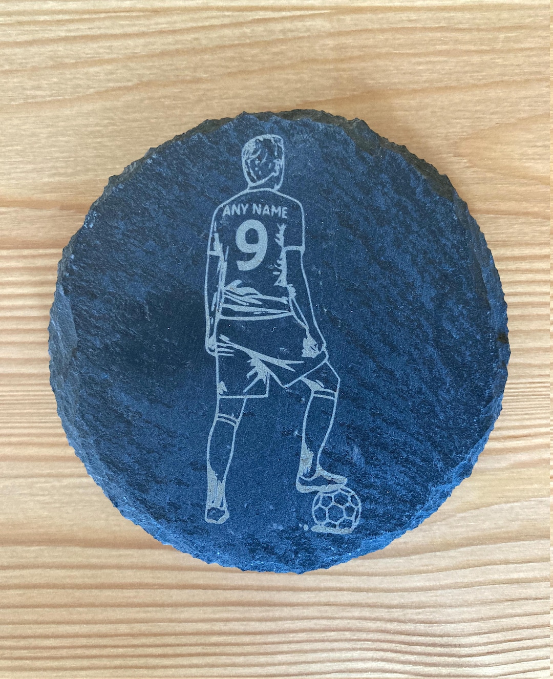 Personalised Slate Football Coaster Any Name and Number - Customised ...