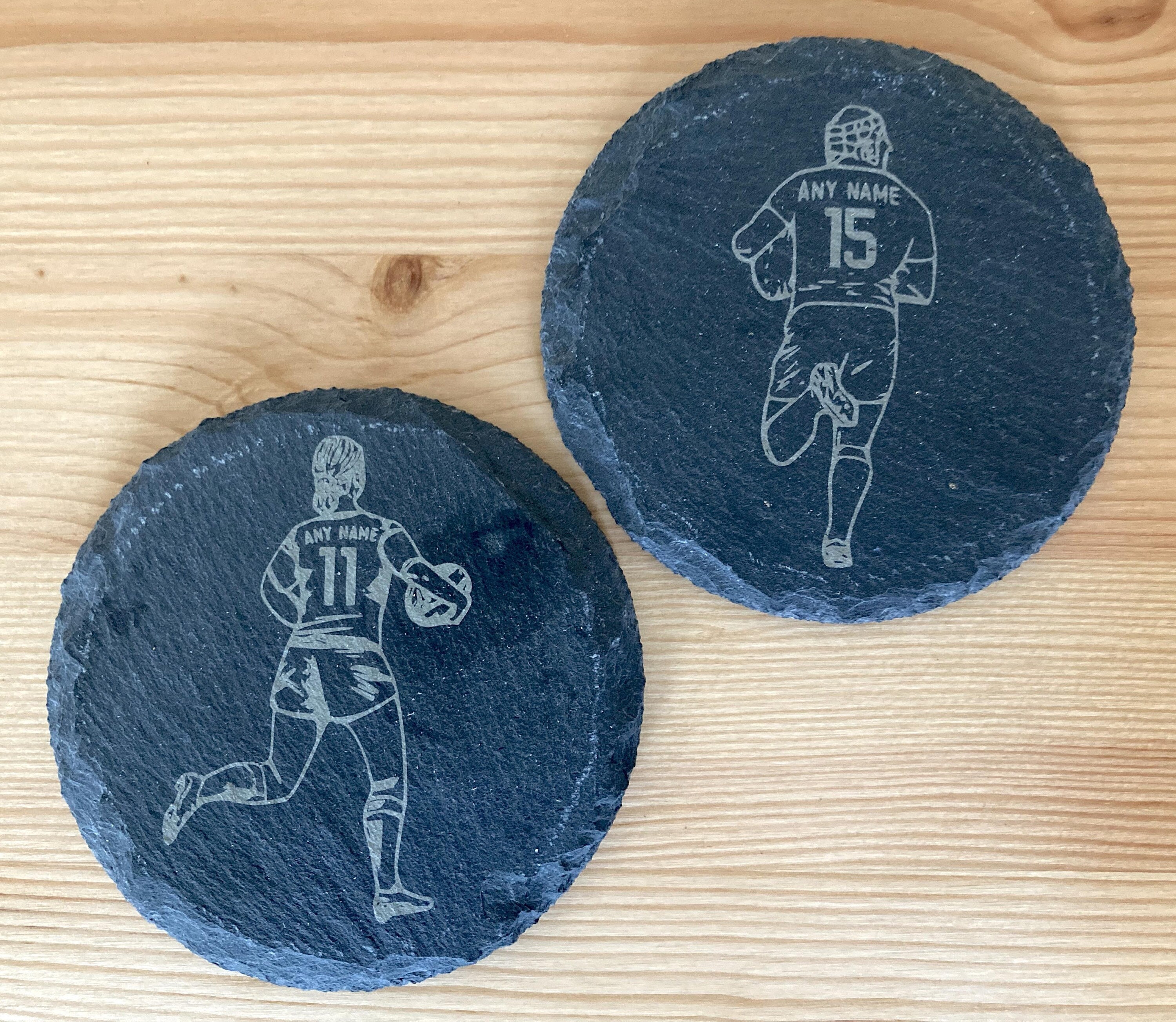 Personalised Slate Rugby Coaster Any Name and Number - Etsy UK