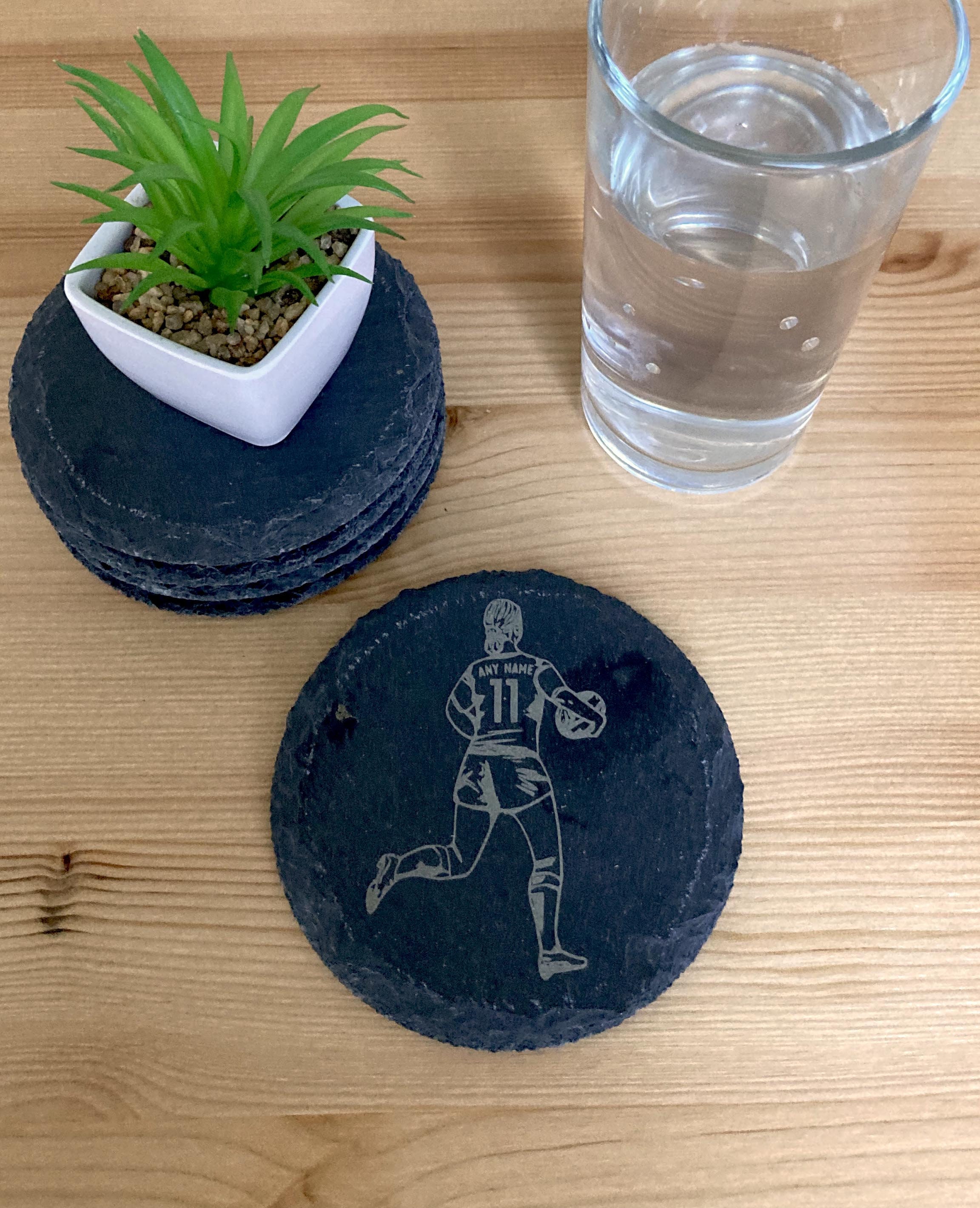 Personalised Slate Rugby Coaster Any Name and Number - Etsy UK
