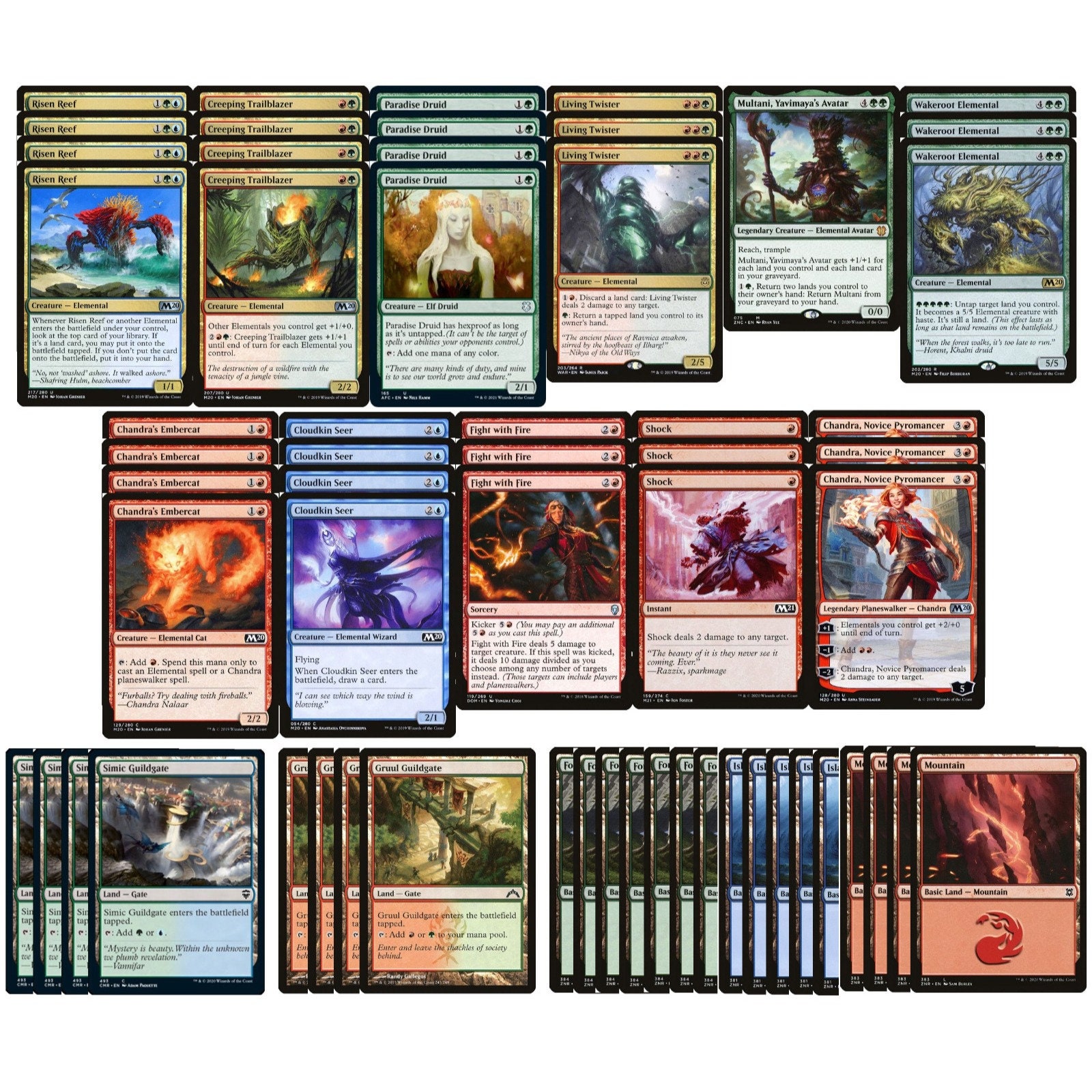 Elite Elemental Deck - Green Red Blue - Powerful - 60 Card - Modern ...