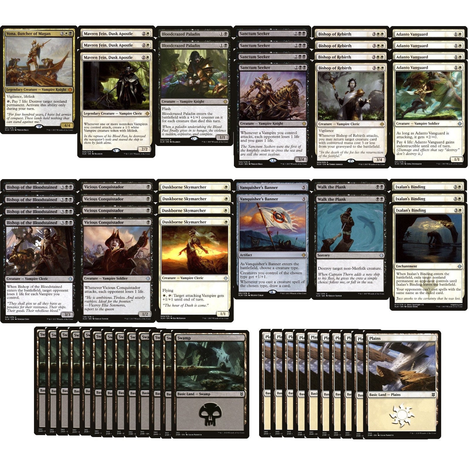 Elite Black White Vampire Deck - Modern - 60 Card - Ixalan - XLN - MTG ...