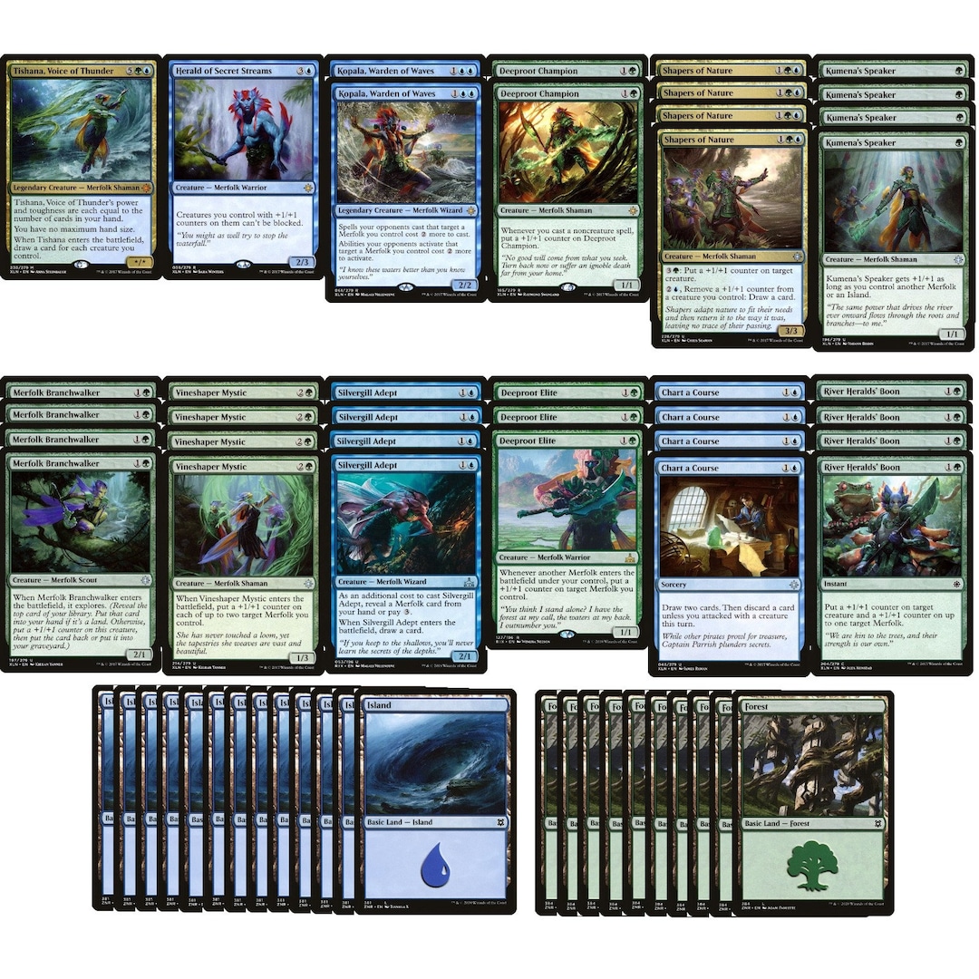 Elite Green Blue Merfolk Deck - Modern - 60 Card - Ixalan - XLN - MTG ...