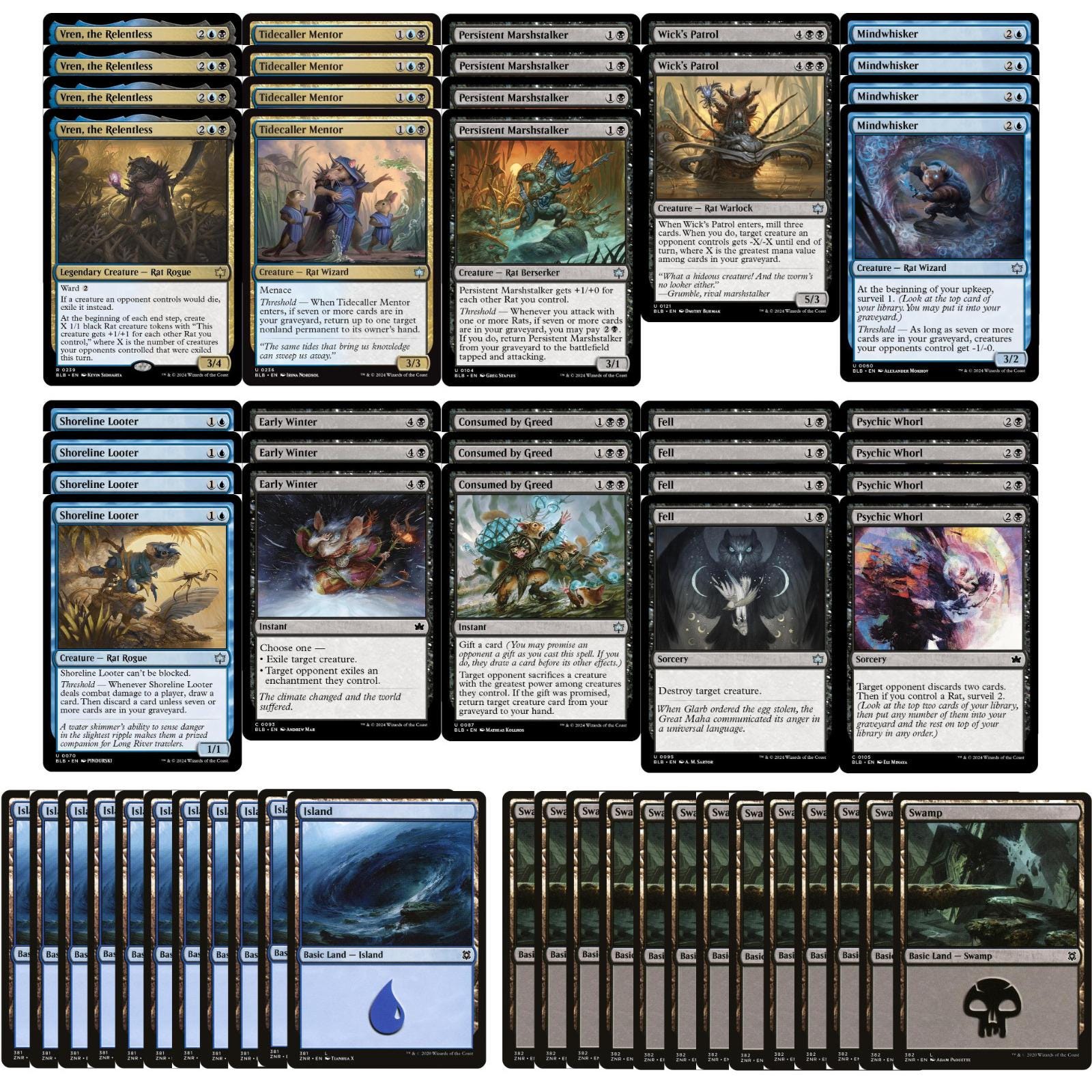 Elite Dimir Rat Deck - Blue Black - Very Powerful - 60 Card - MTG NM/M ...