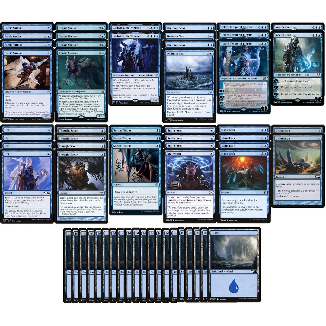 Elite Mono Blue Card Draw Deck - Magic the Gathering - 60 Card - Modern ...