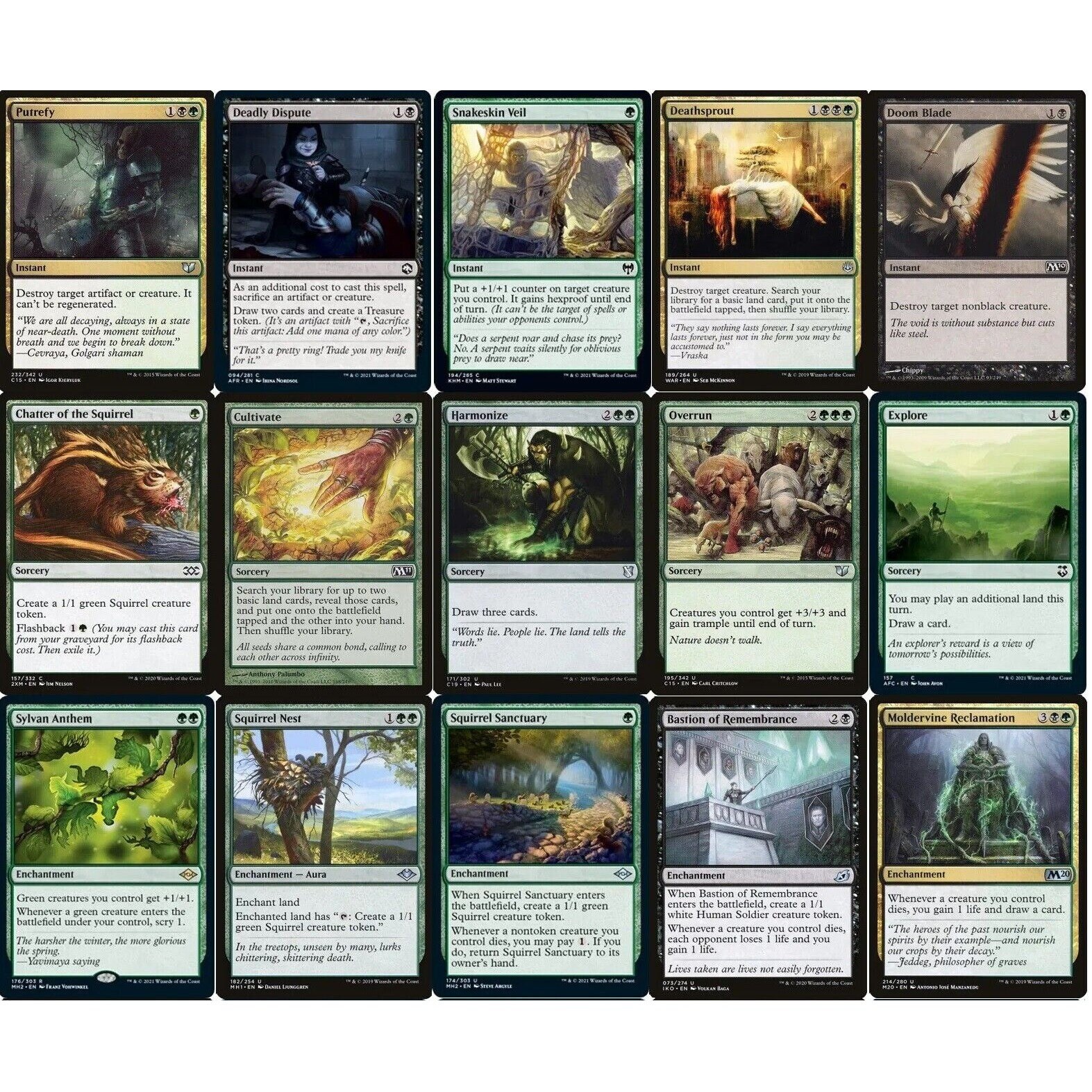 Commander Squirrel Token Deck Golgari Black Green EDH 100 Card MTG NM/M ...