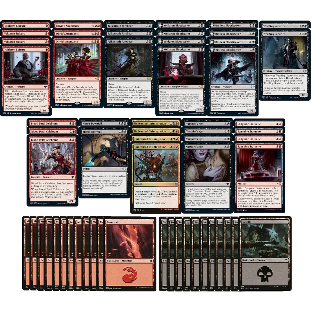Rakdos Vampire Blood Token Deck - Red Black - Powerful - 60 Card - MTG ...