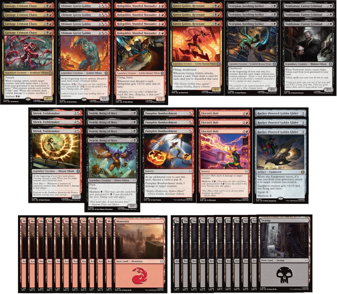 Spider Man Magic the Gathering Deck - Rakdos Mayhem Villains - MTG - 60 ...