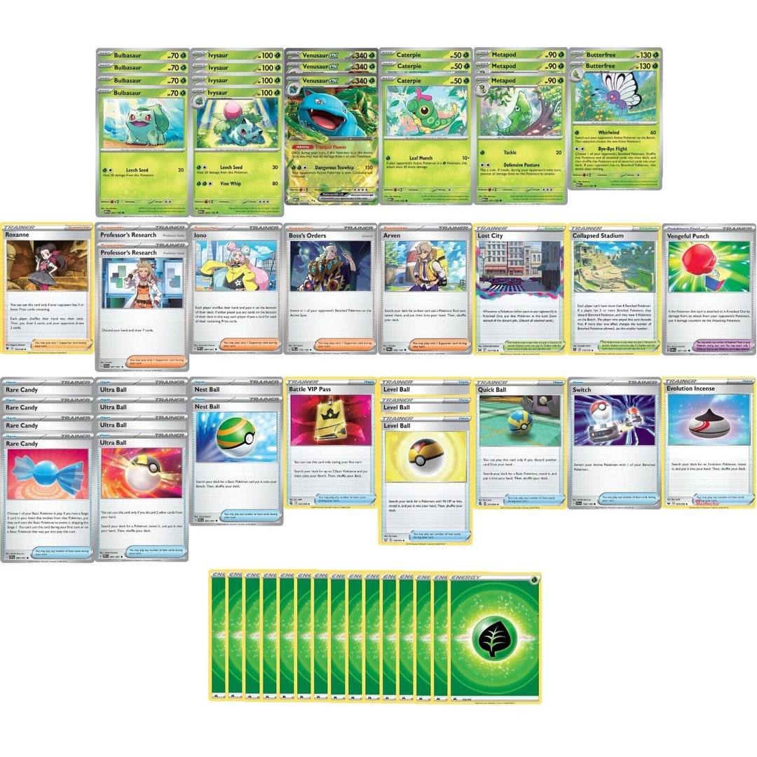 Elite Grass Pokemon Deck - Bulbasaur Venusaur Original 151 - Powerful ...