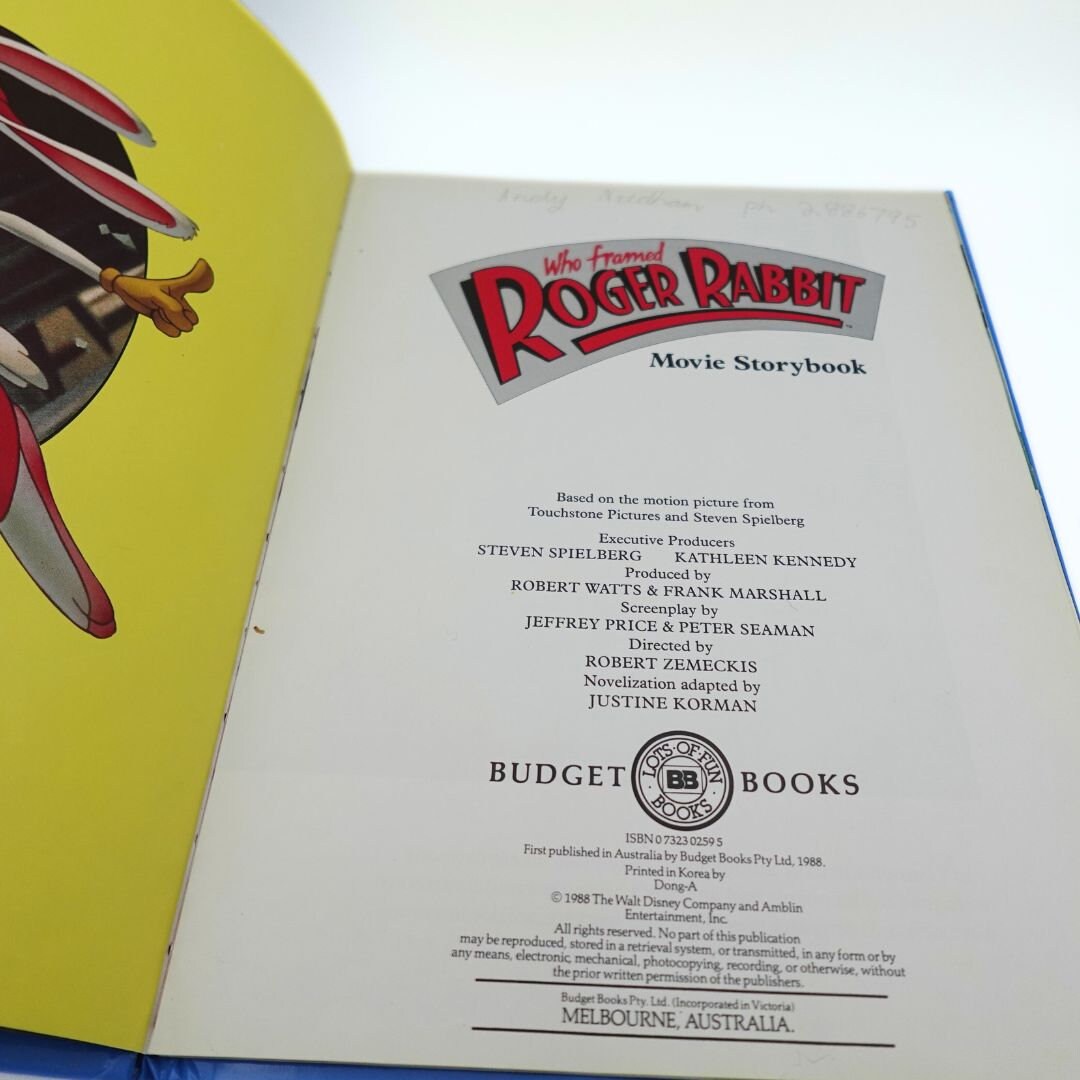 1988 Who Framed Roger Rabbit Movie Storybook - Etsy